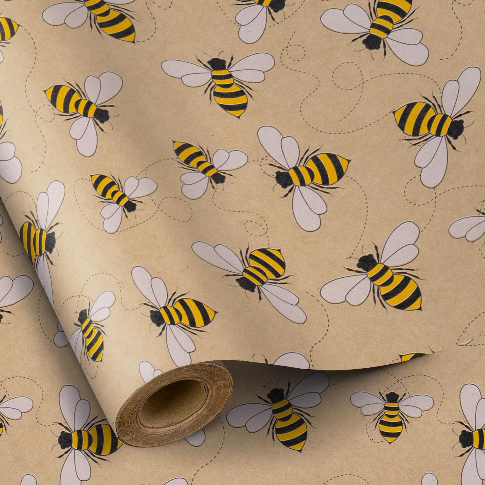 RUSPEPA Bee Wrapping Paper DHF10 Roll, Mini Roll, Honey Bee Design ...