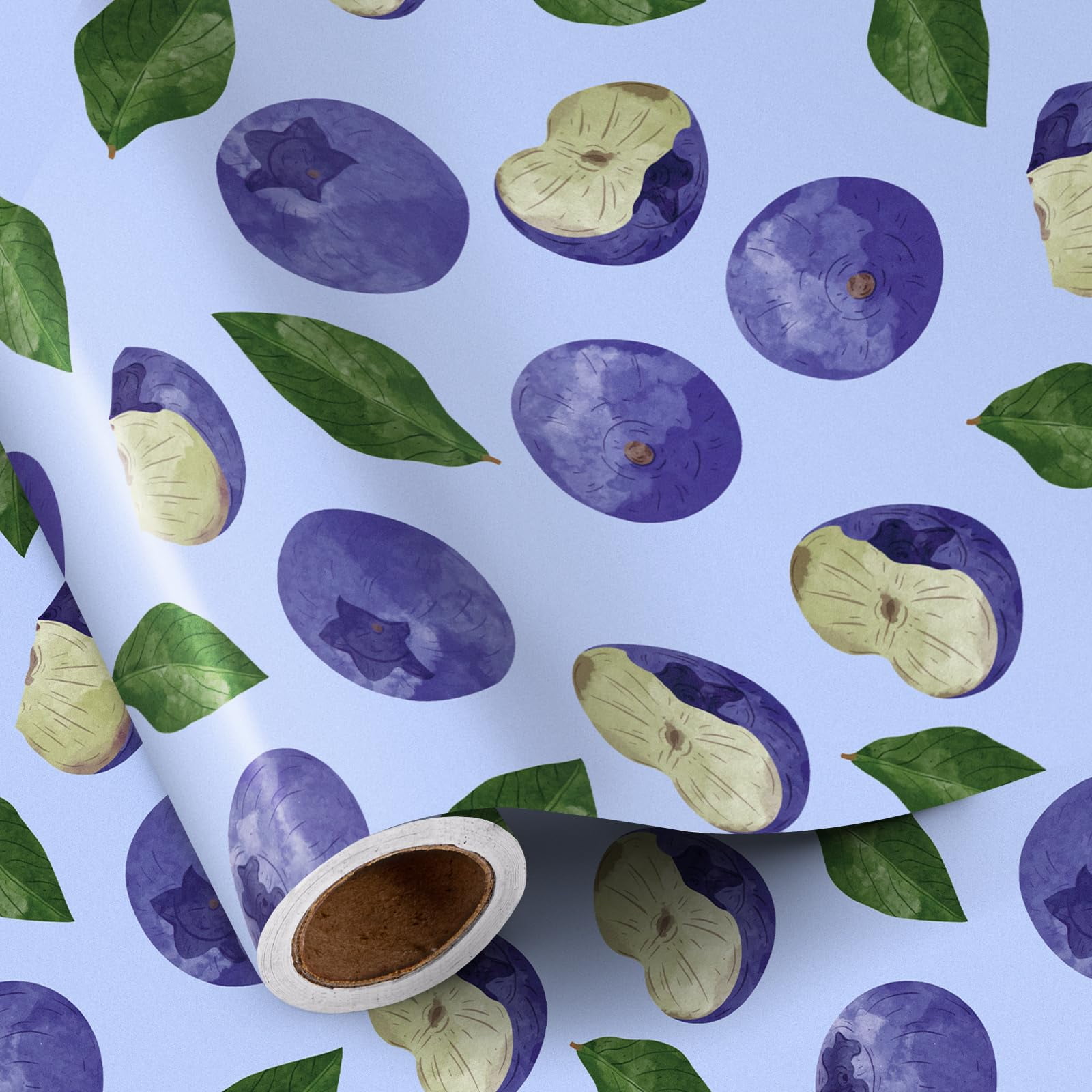 RUSPEPA Blueberry Wrapping Paper Roll, Mini AIS1 Roll, Cute Blueberry ...