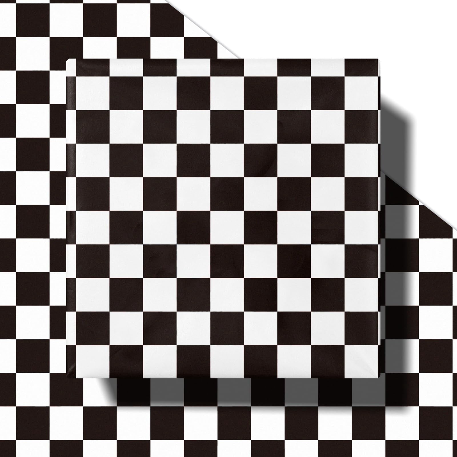RUSPEPA Checkered Flag Wrapping Paper Roll, Black H2FSDand White ...