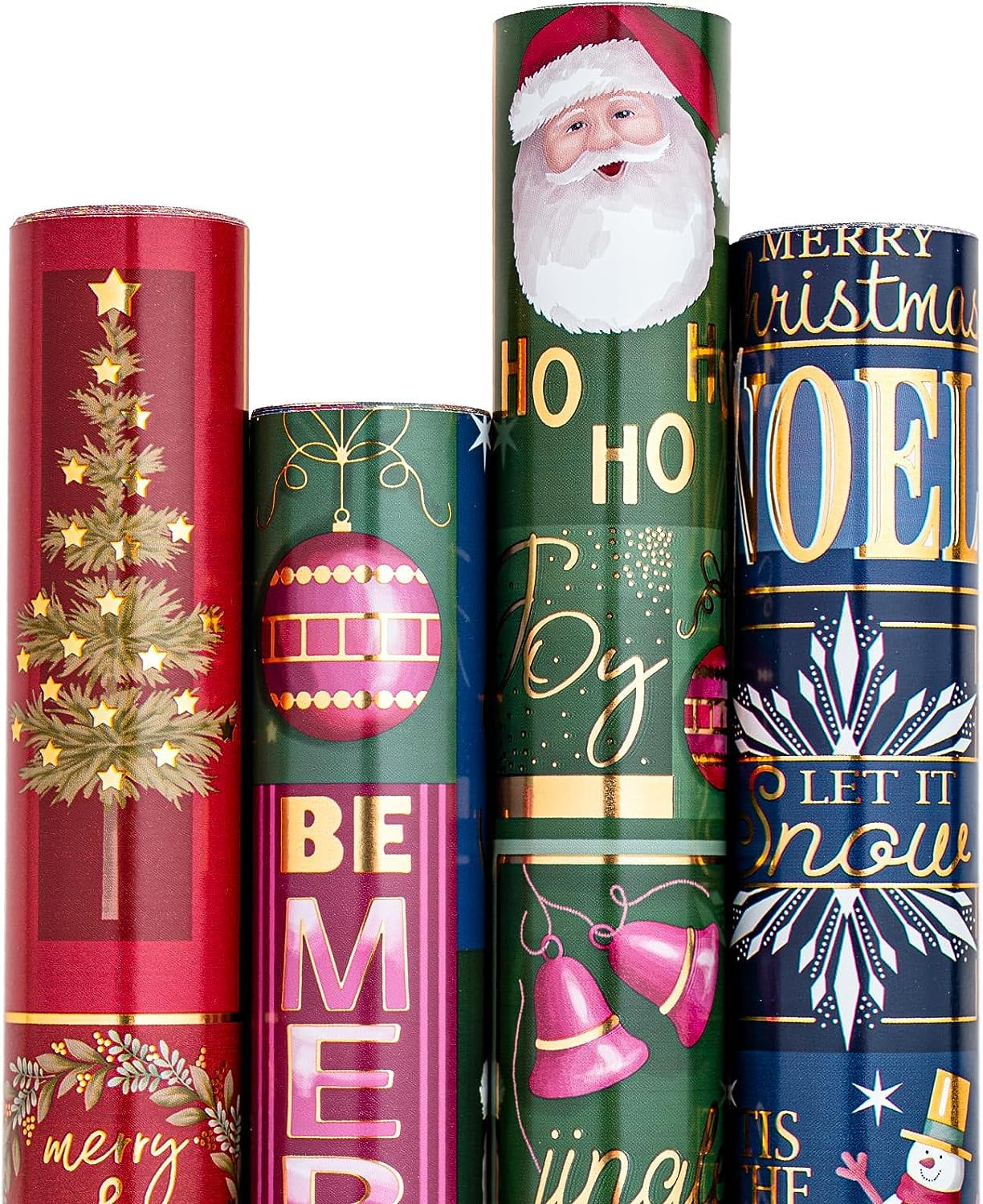 RUSPEPA Christmas Wrapping Paper - Santa Claus, Snowman, Christmas Tree ...