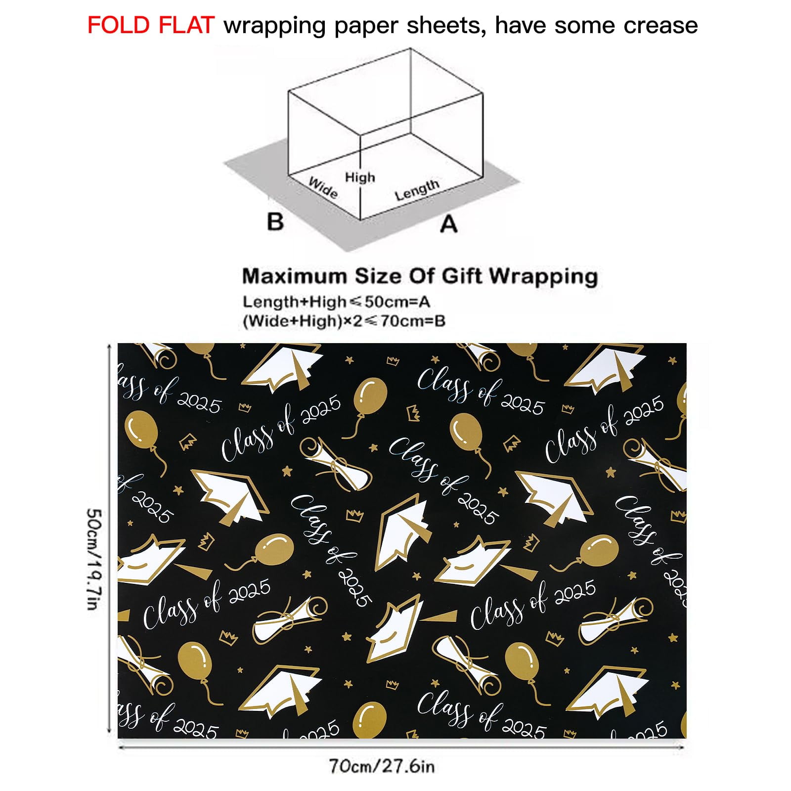 RUSPEPA Graduation Wrapping AJH3 Paper Sheets for Graduates, Balck and ...
