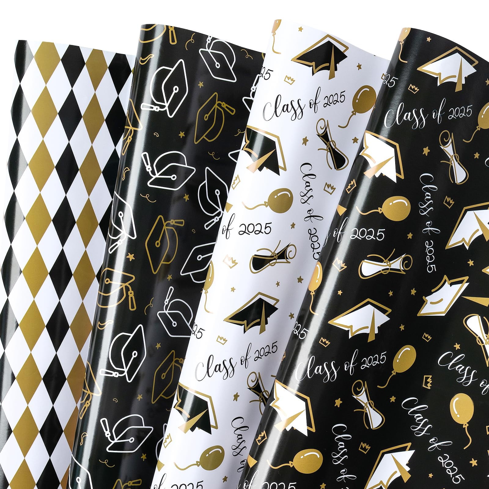 RUSPEPA Graduation Wrapping Paper TSF6 Sheets for Graduates, Balck and ...