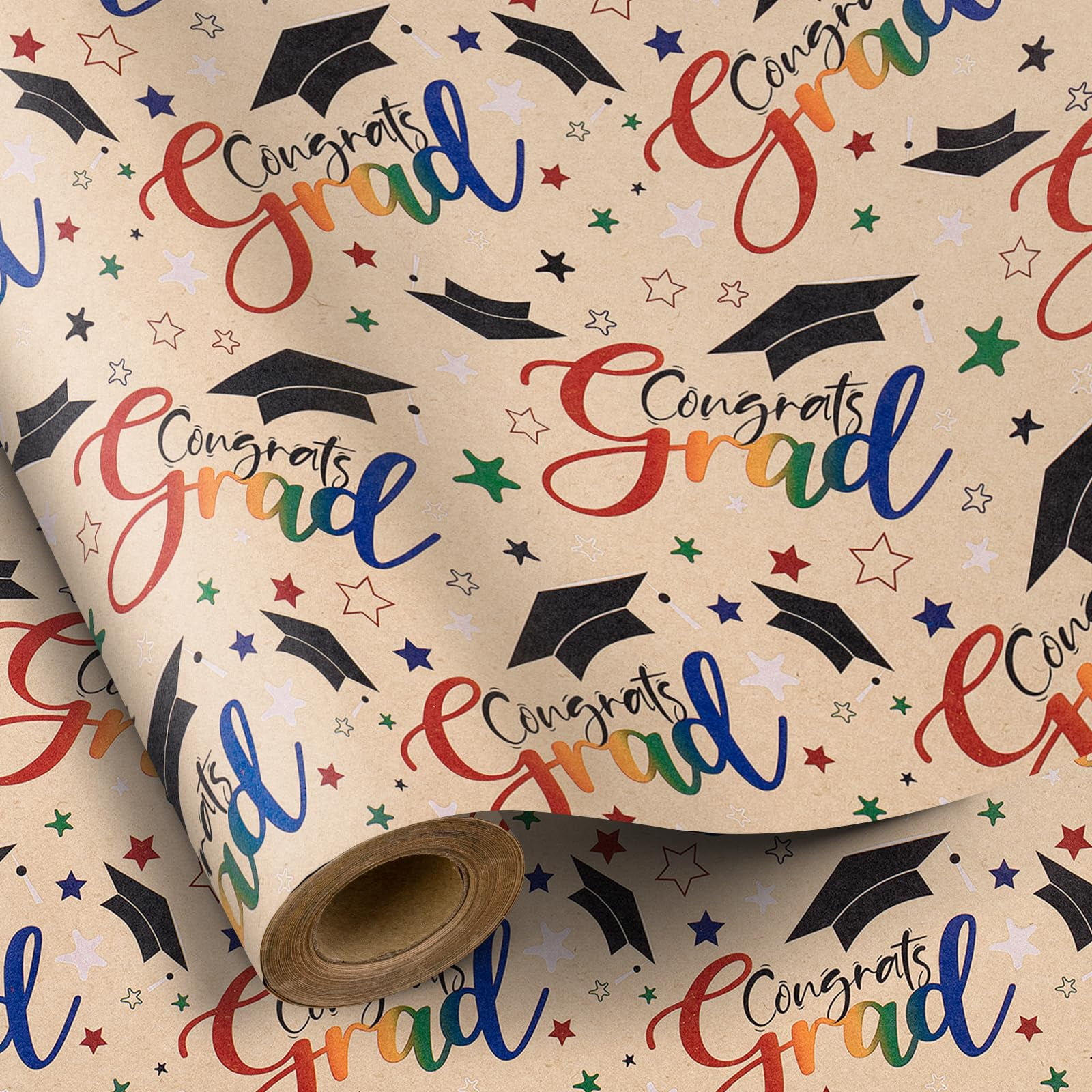 RUSPEPA Graduation Wrapping PriNst Paper Roll, Mini Roll, Colorful Grad ...