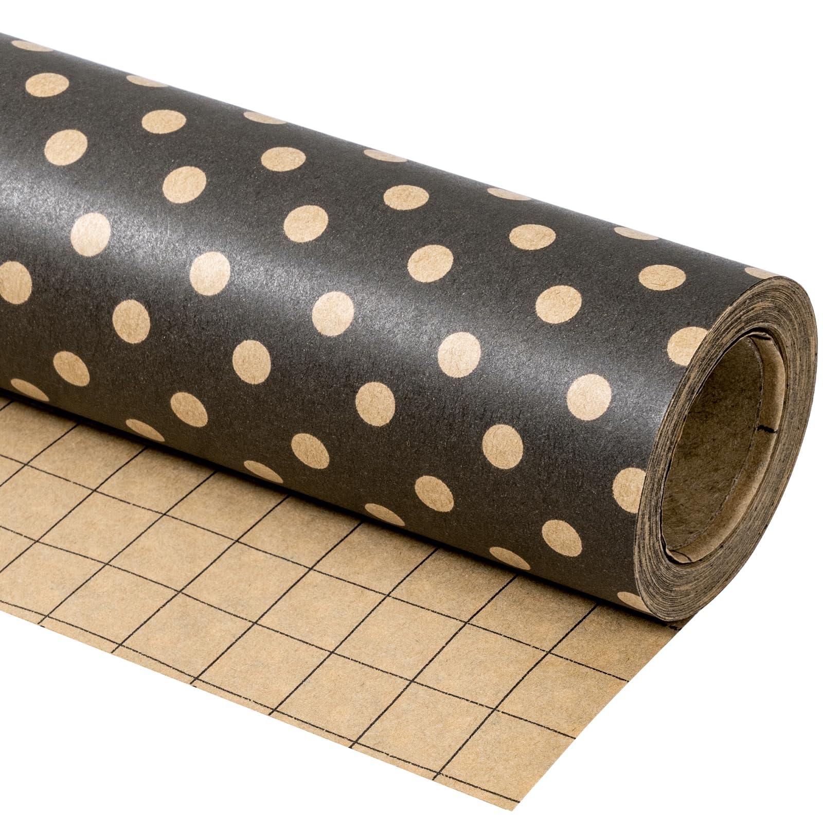 RUSPEPA Kraft Wrapping AJH3 Paper Roll - Mini Roll - Dots Design on ...