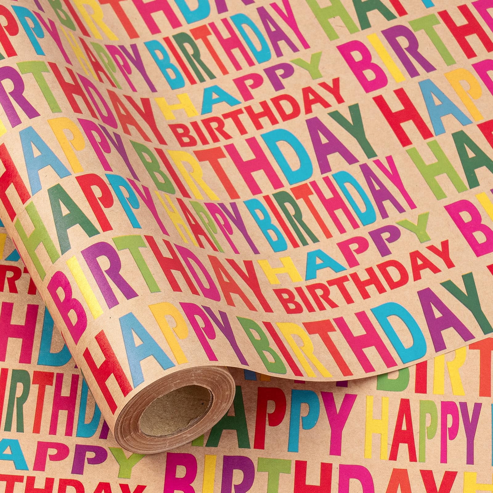 RUSPEPA Kraft Wrapping FEV6 Paper Roll - Mini Roll - Colorful Text ...