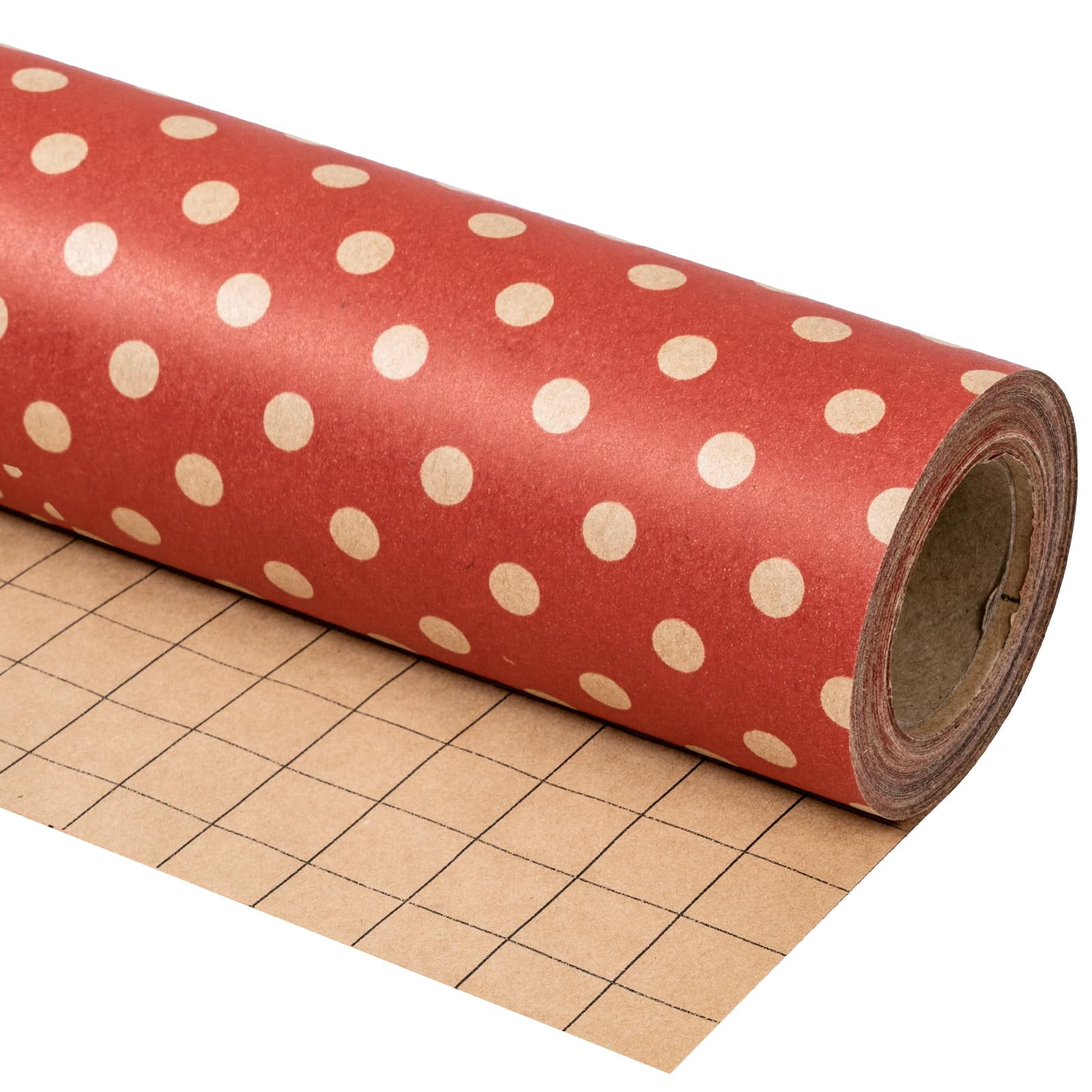 RUSPEPA Kraft Wrapping Paper OIF8 Roll - Mini Roll - Dots Design on Red ...