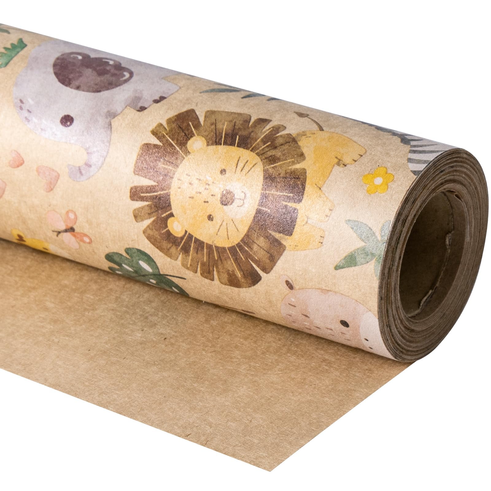 RUSPEPA Kraft Wrapping Paper YPF5 Roll - Mini Roll - Jungle Animals ...
