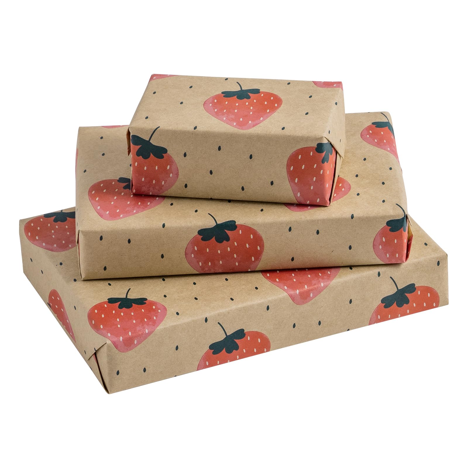 RUSPEPA Strawberry Wrapping Paper RRF12 Roll, Mini Roll, Kraft Wrapping ...