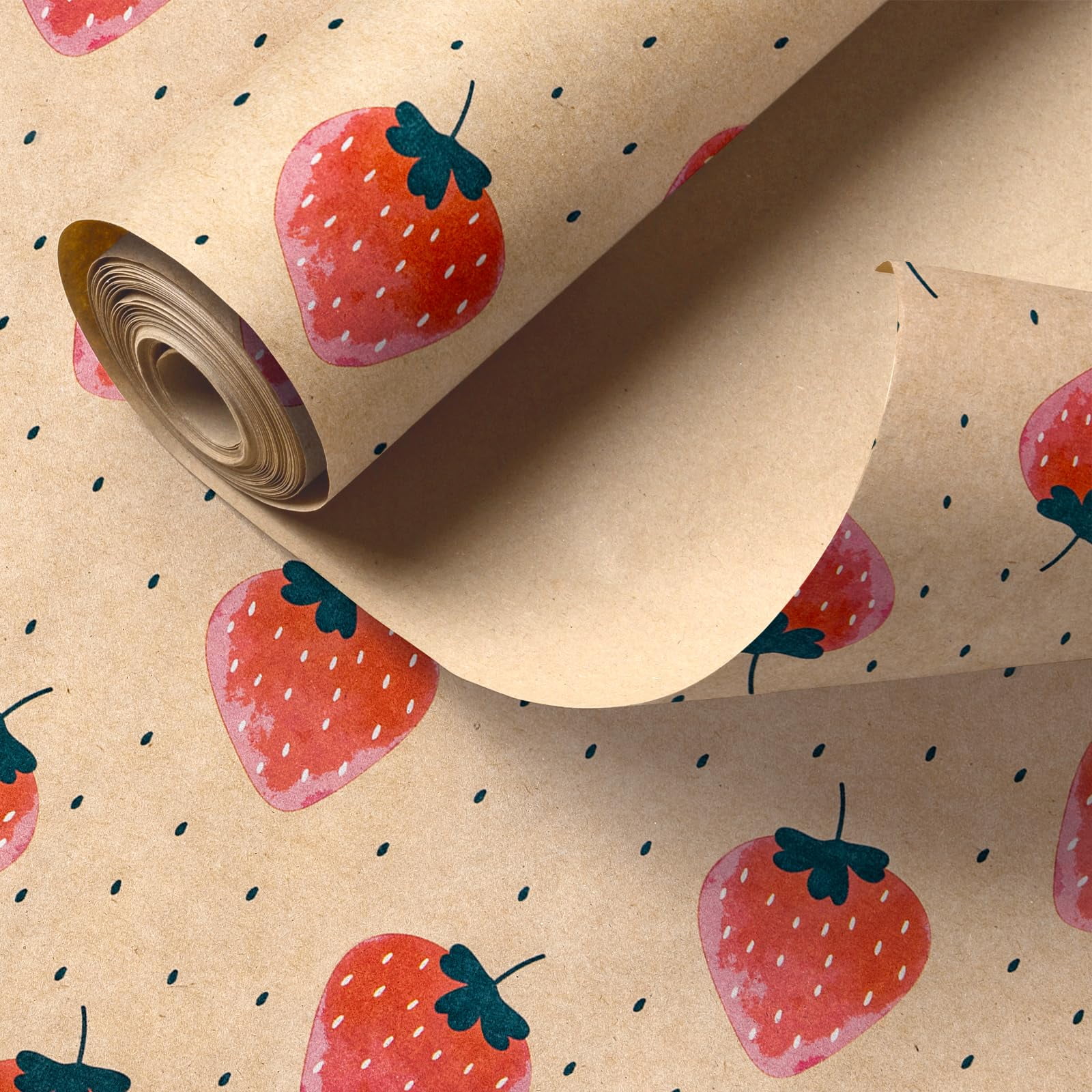 RUSPEPA Strawberry Wrapping Paper VTF5 Roll, Mini Roll, Kraft Wrapping ...