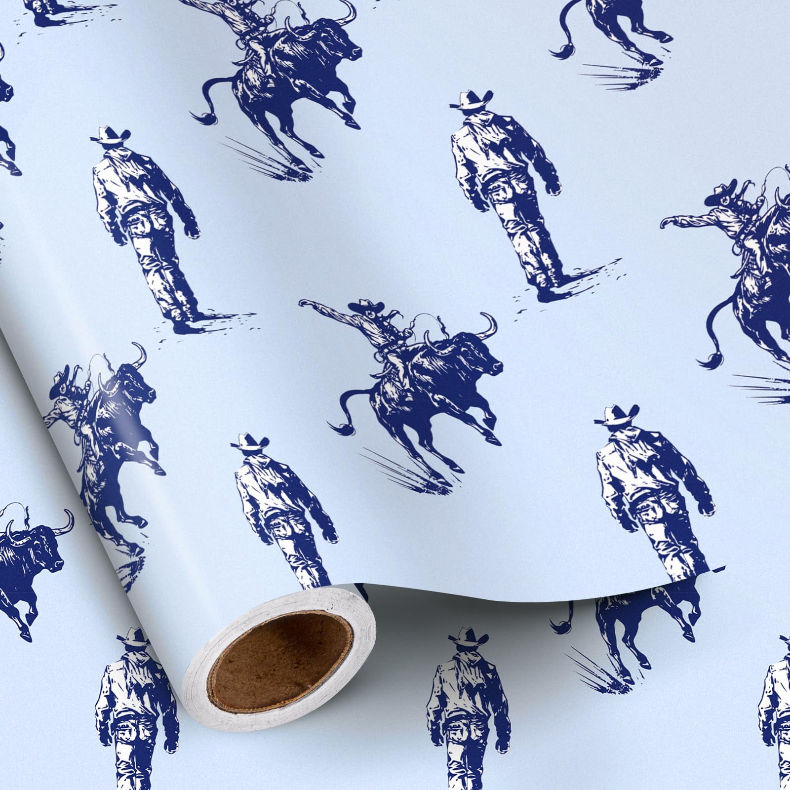 RUSPEPA Western Cowboy Wrapping Paper Roll, AIS1 Mini Roll, Rodeo ...