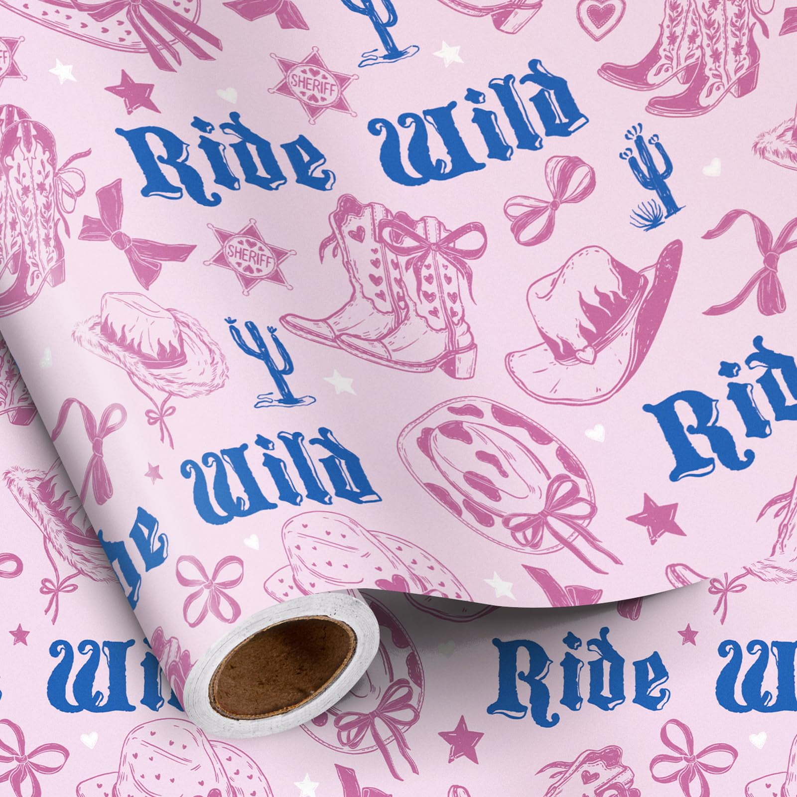 RUSPEPA Western Cowgirl Wrapping KEF16 Paper Mini Retro Pink Cowgirl ...