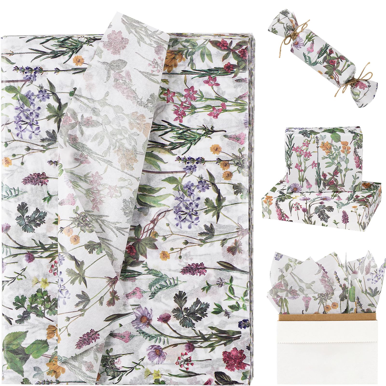 RUSPEPA Wild Flower Wrapping Tissue Paper, AIS1 Elegant Wildflower ...