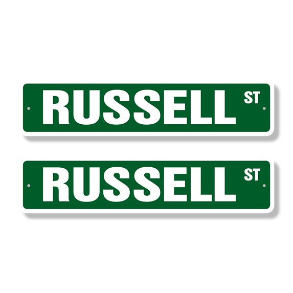 RUSSELL Classic Street Sign (2 Pack) Childrens Name Room Sign Road Sign ...