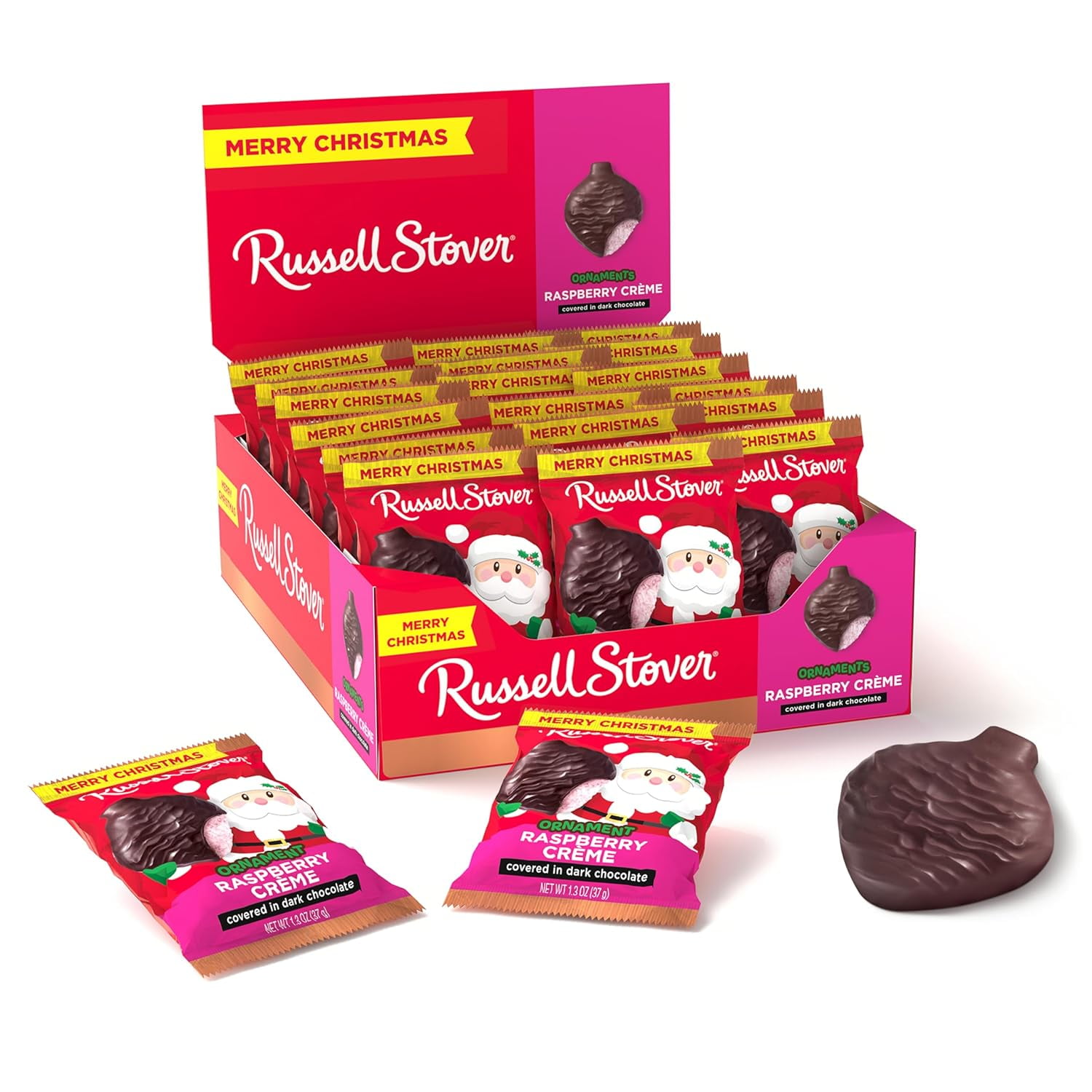 RUSSELL STOVER Christmas Dark Chocolate Raspberry Crème Ornament, 1.3 ...