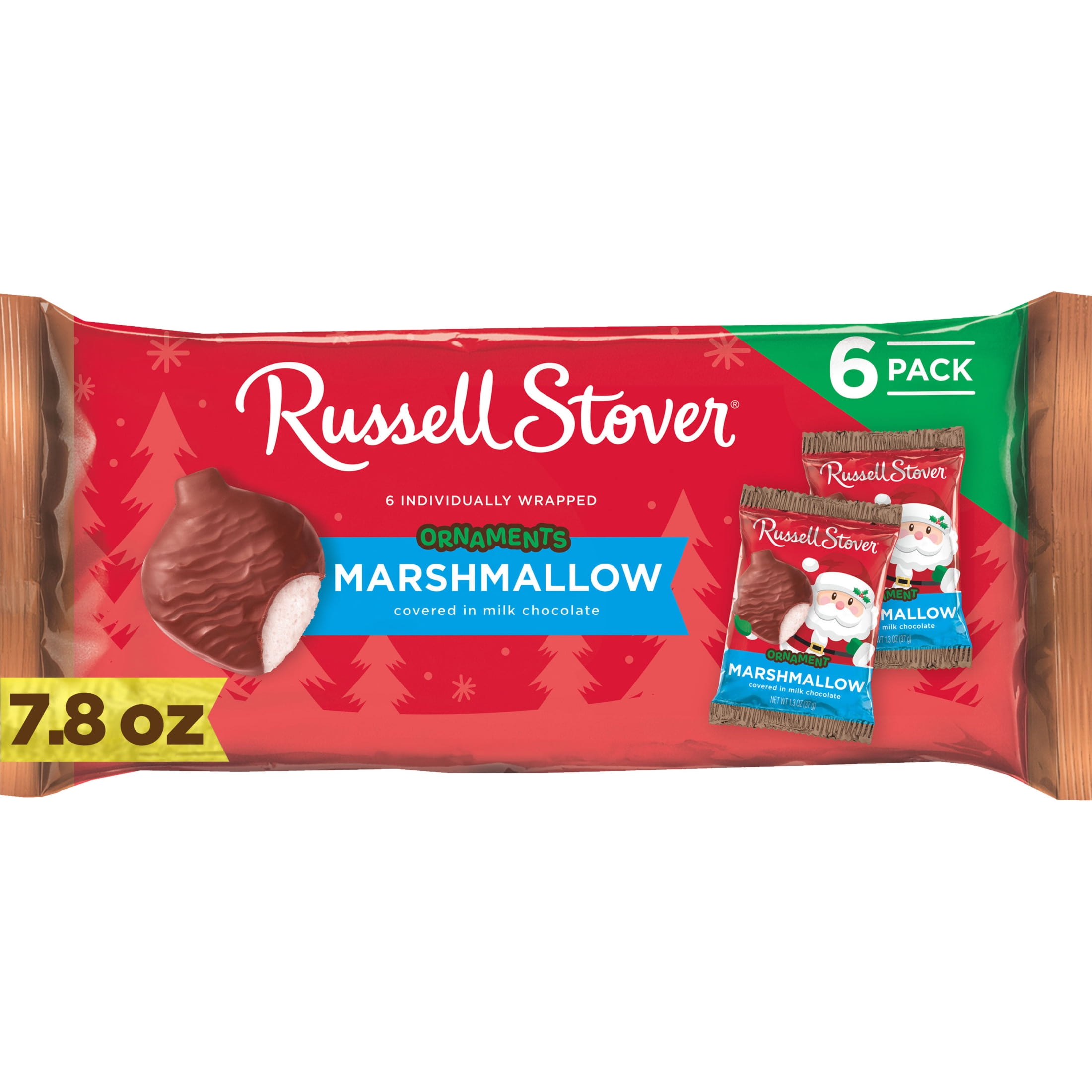 RUSSELL STOVER Milk Chocolate Covered Marshmallow XMAS Candy Ornaments ...