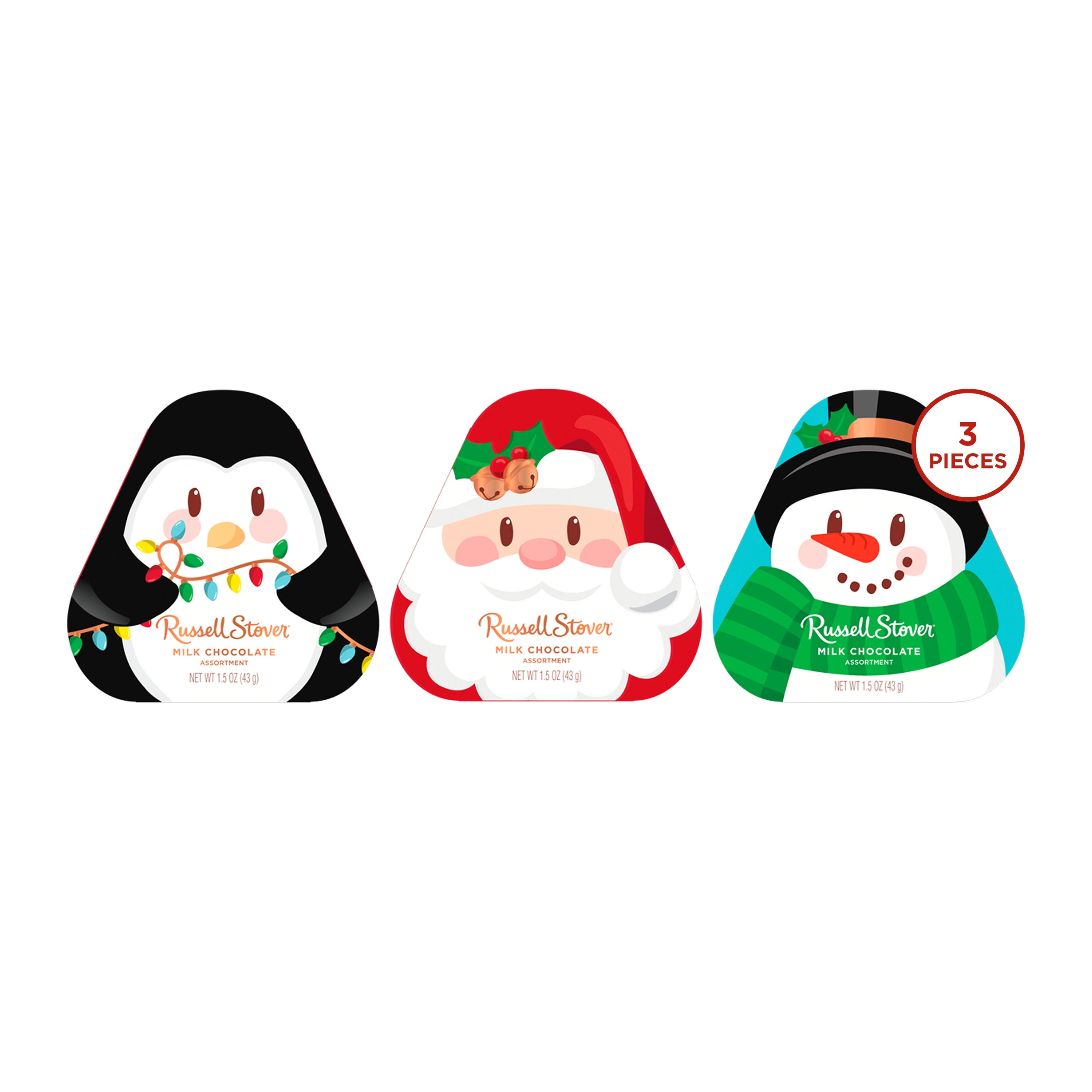 RUSSELL STOVER Christmas Theme Shaped Milk Chocolate Gift Box, 1.5 oz ...