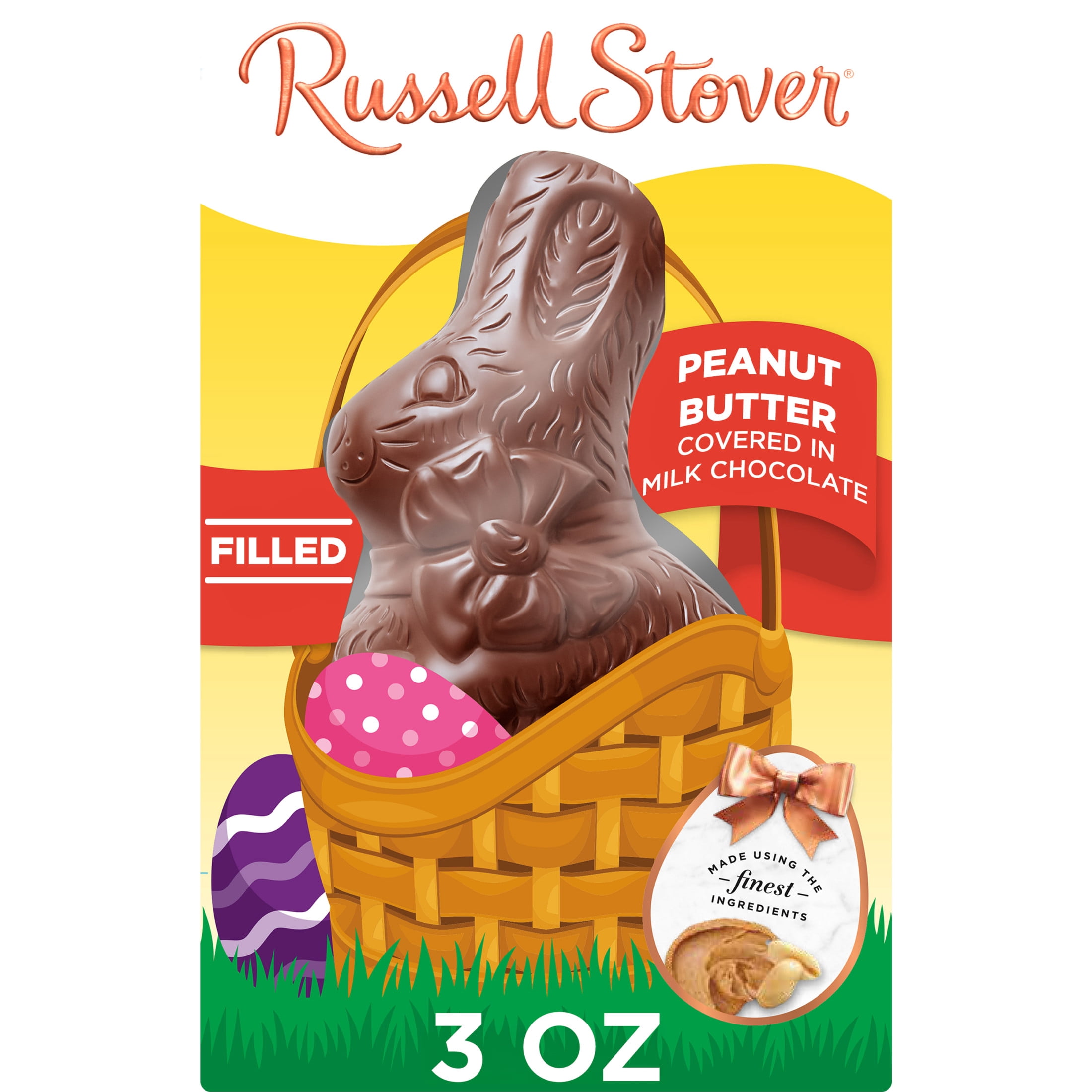 RUSSELL STOVER Peanut Butter Milk Chocolate Easter Bunny Candy Rabbit ...