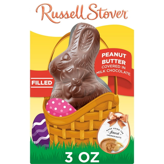 RUSSELL STOVER Peanut Butter Milk Chocolate Easter Bunny Candy Rabbit ...