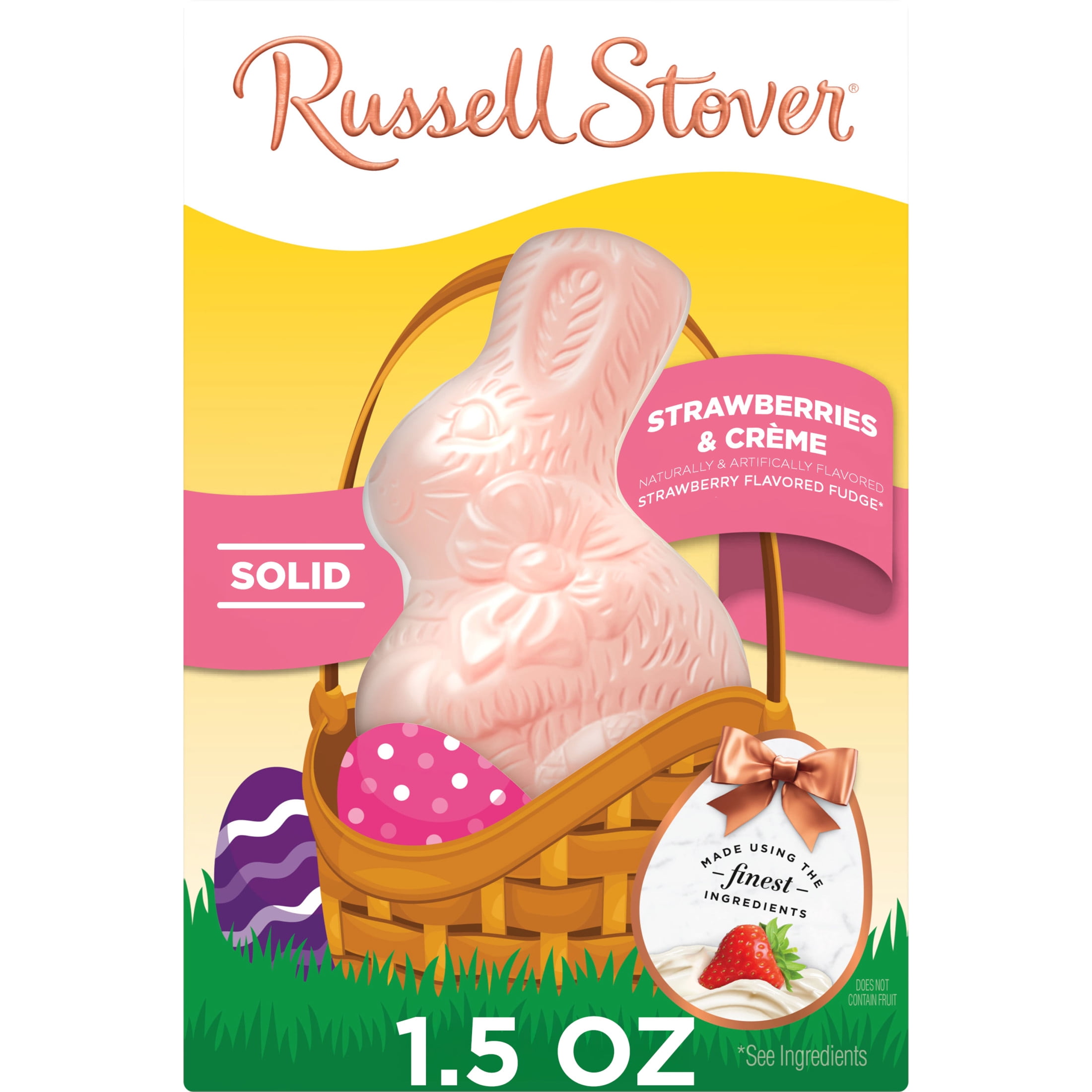 RUSSELL STOVER Easter Solid Strawberries & Crème Easter Bunny, 1.5 oz ...