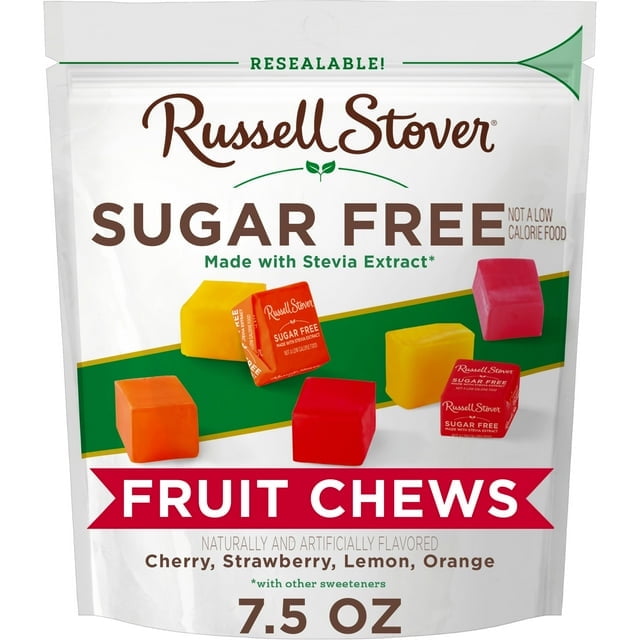 RUSSELL STOVER Sugar Free Fruit Chews Candy, 7.5 oz. bag 35 pieces (4 ...