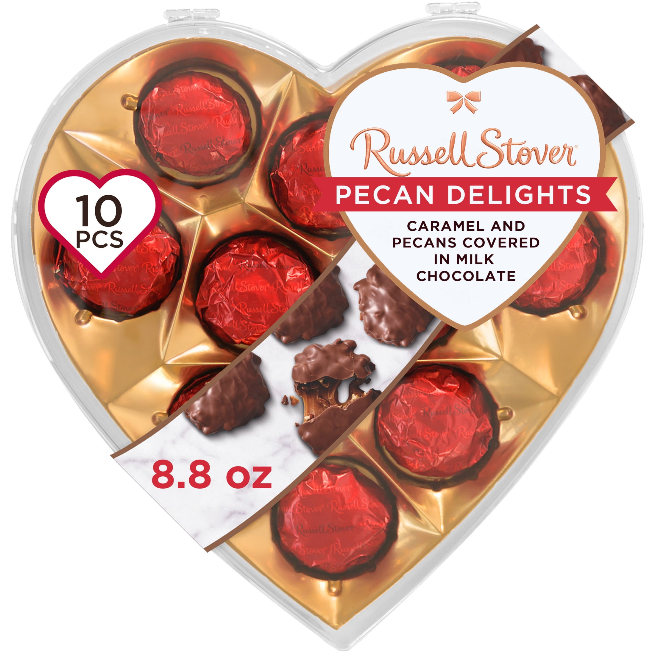 Russell Stover Valentine's Day Clear Heart Pecan Delights Milk ...