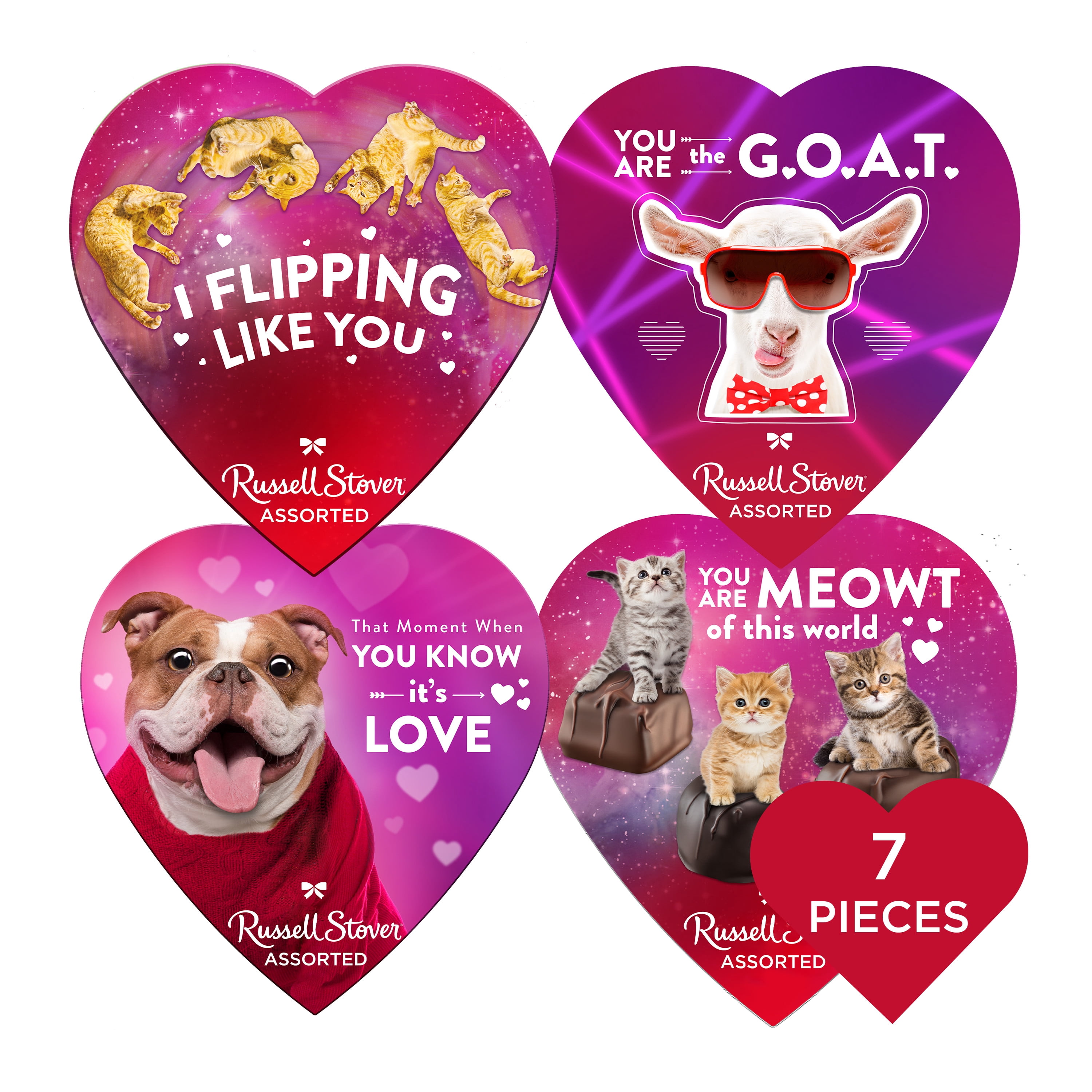 Russell Stover Valentine'S Day Pet Meme Heart Assorted Milk & Dark ...