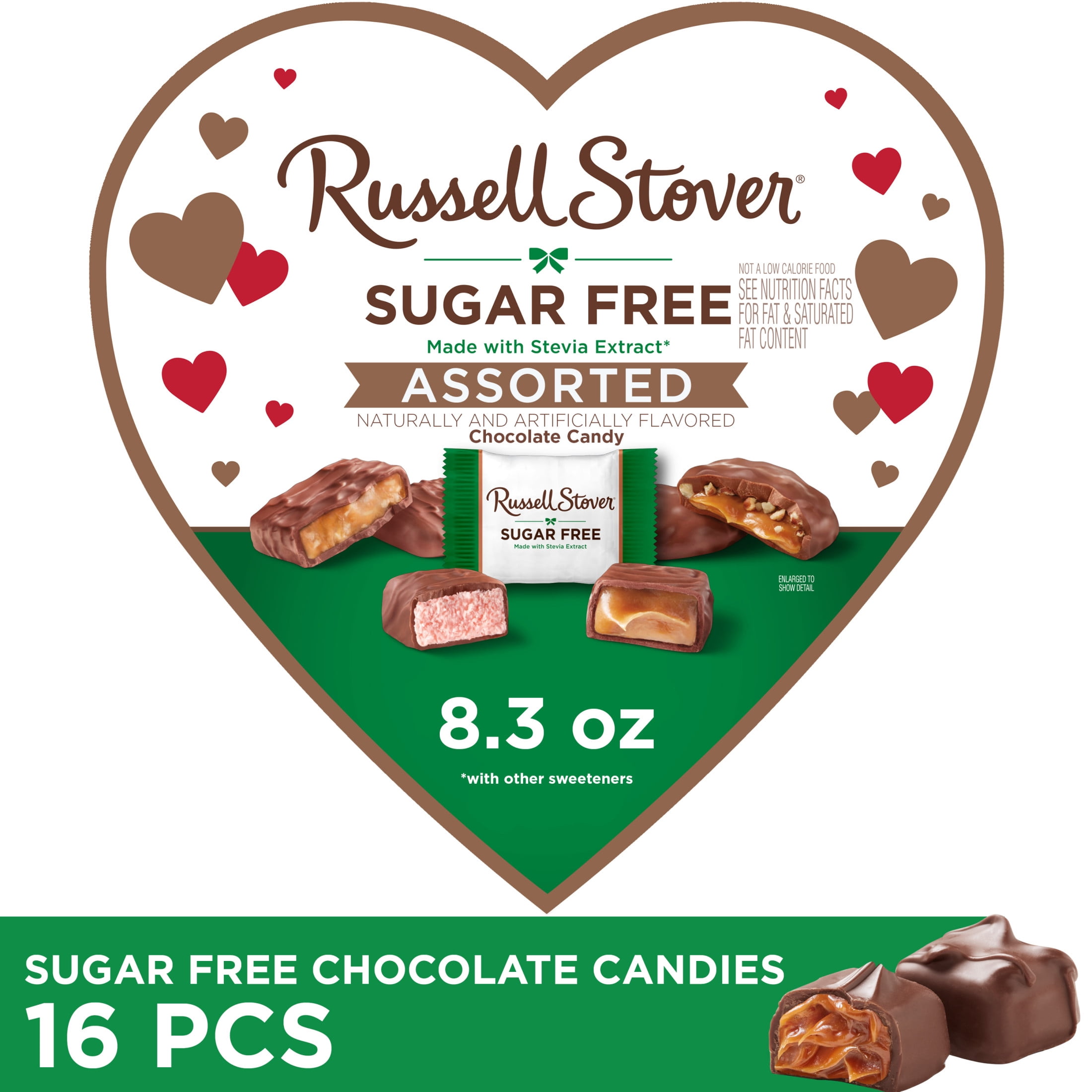 RUSSELL STOVER Sugar Free Assorted Chocolate Candy Heart Gift Box ...