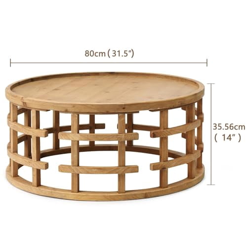 RUSTOWN Farmhouse Round Coffee Table, French Country Sofa Tables,Rustic ...