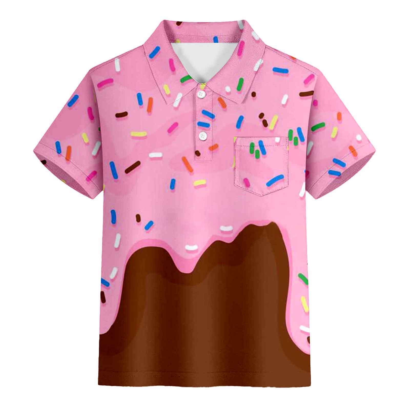 RUTAYY Boys Girls Polo Shirt Summer ice cream print button gentleman ...
