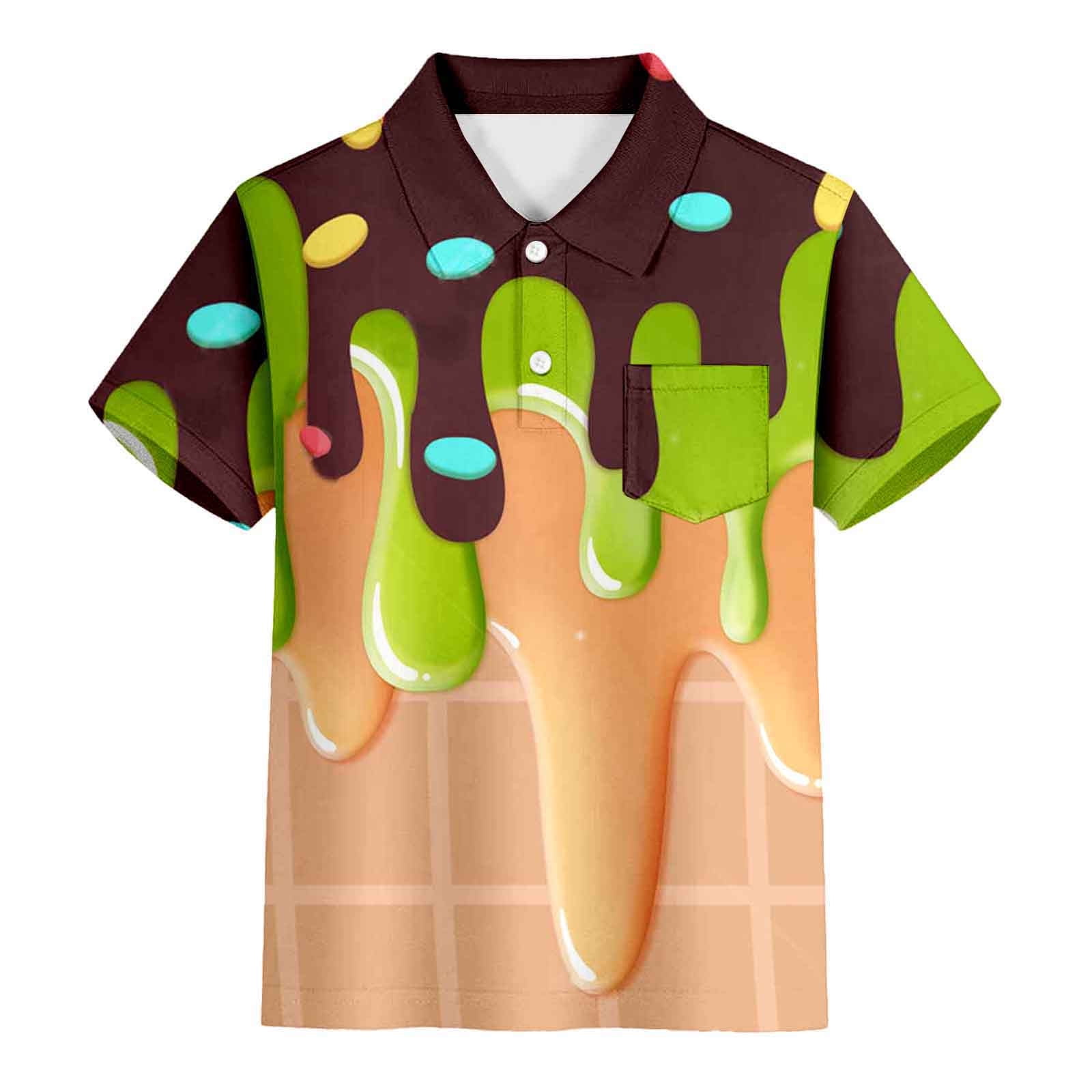 RUTAYY Child Boys' Polo Shirt Summer ice cream print button gentleman ...