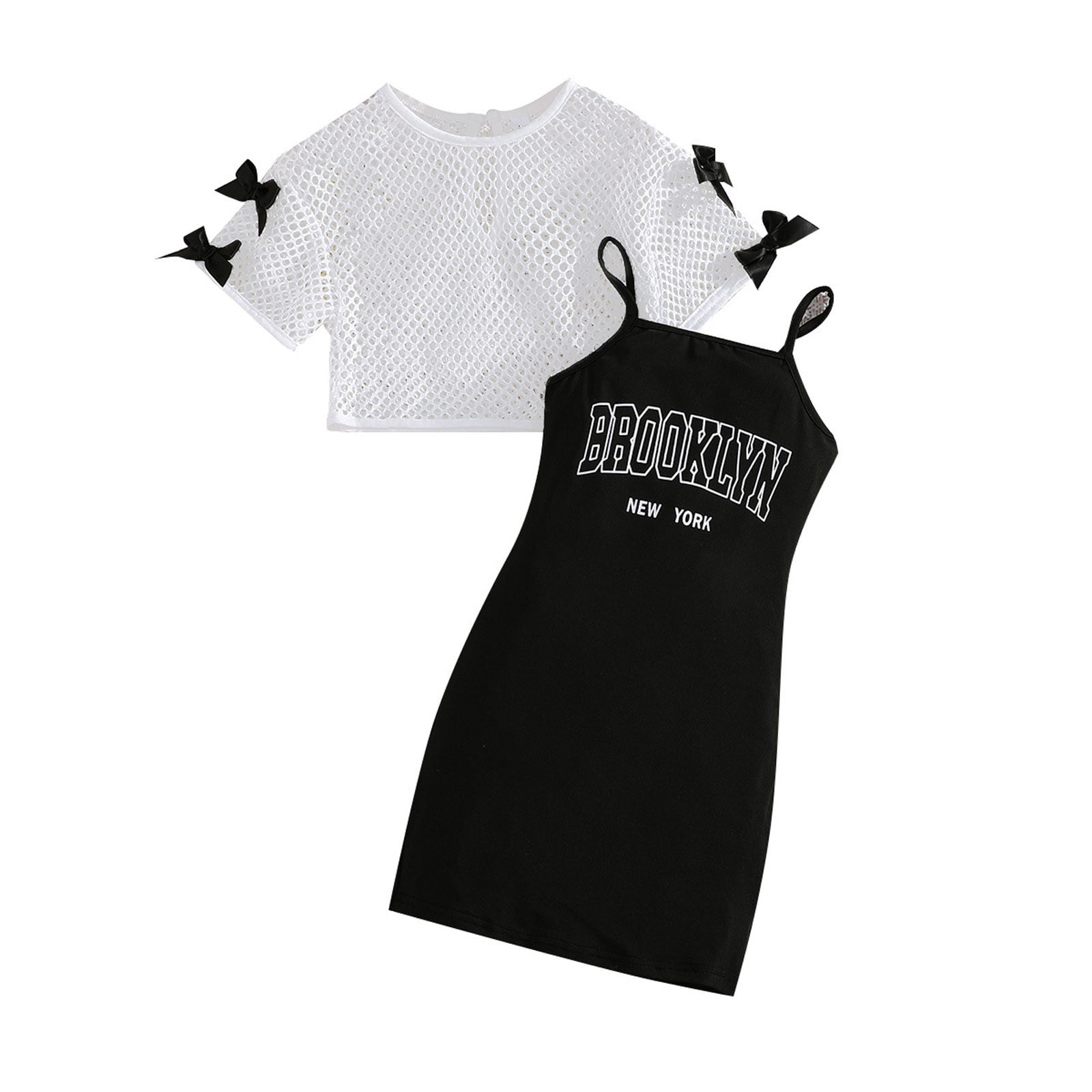 RUTAYY Child Girls Outfits Sets Letter Printed Long Dress Solid Color ...