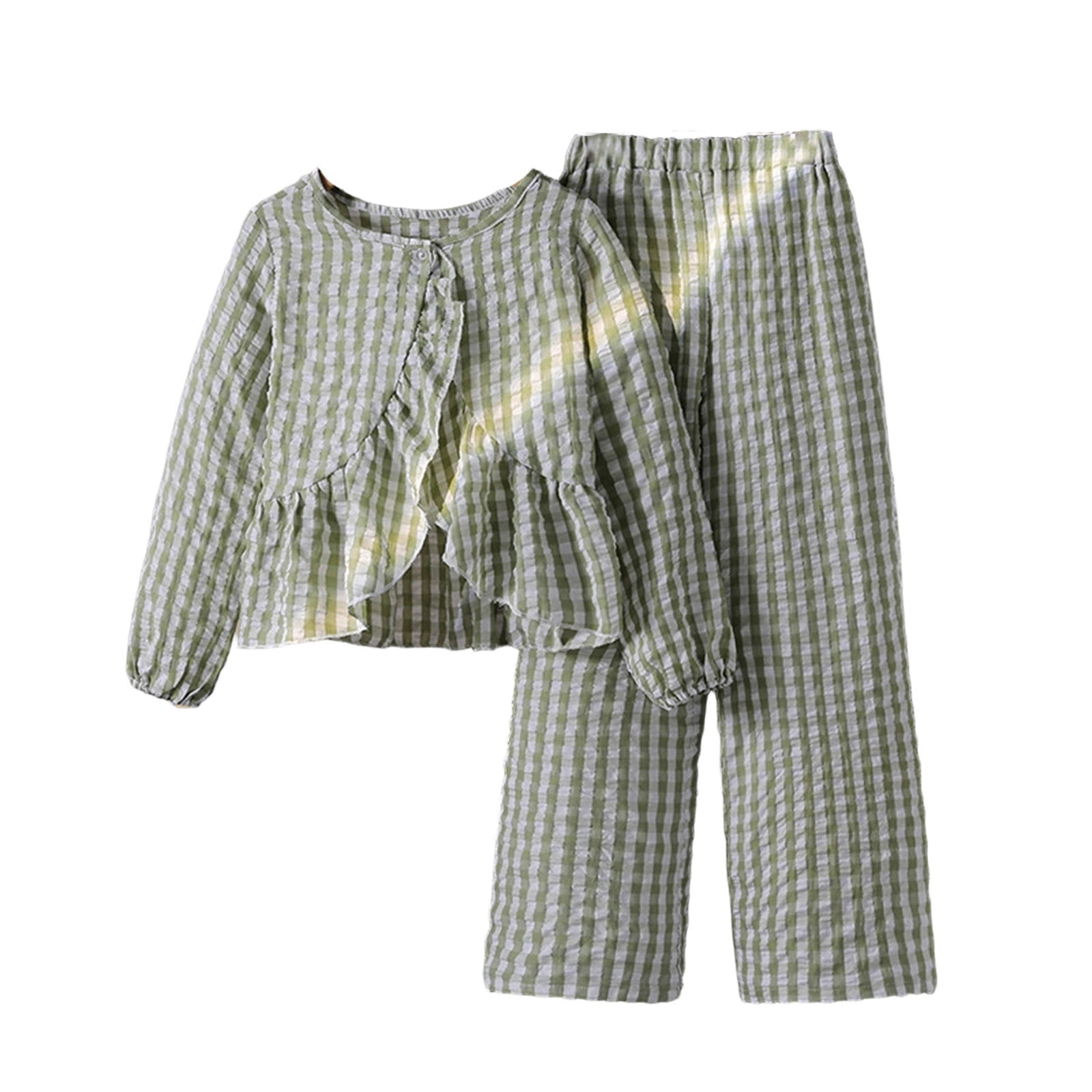 RUTAYY Children Girls Clothing Sets Plaid Pattern Loose Fit Long Sleeve ...