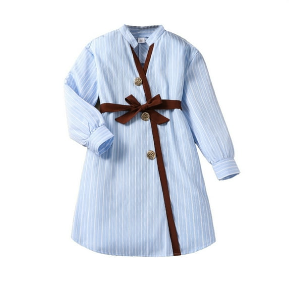 RUTAYY Children Girls Dress Spring Long Sleeve Shirt Striped Contrast ...