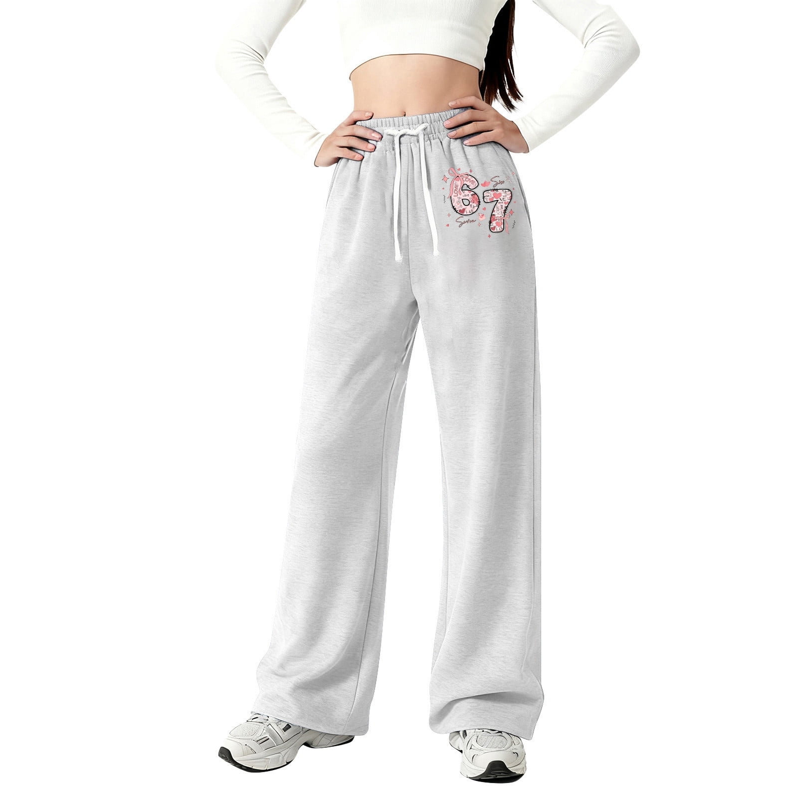RUTAYY Children Girls Pants Wide Leg Loose Fit 67 Meme Six Seven Print ...