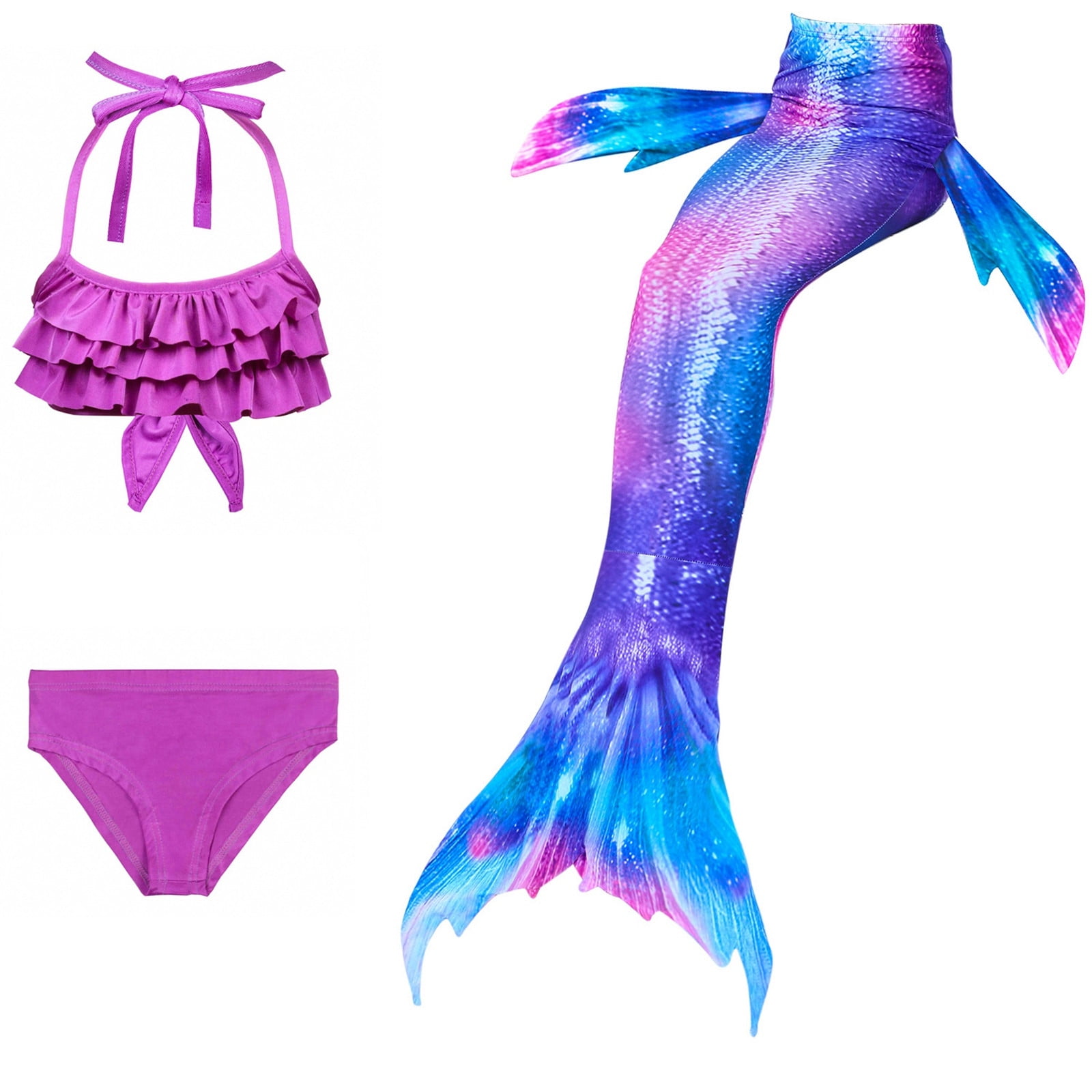 RUTAYY Children Gradient Bikini Fish Tail Swimsuit Girls 3PCS Swimsuit ...