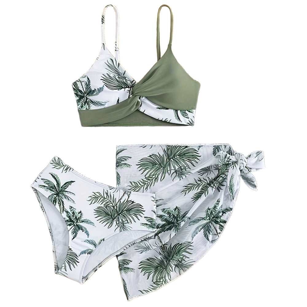 RUTAYY Girls Swimwear Bathing Suits 3 Piece Tropical Floral Bikini Sets ...