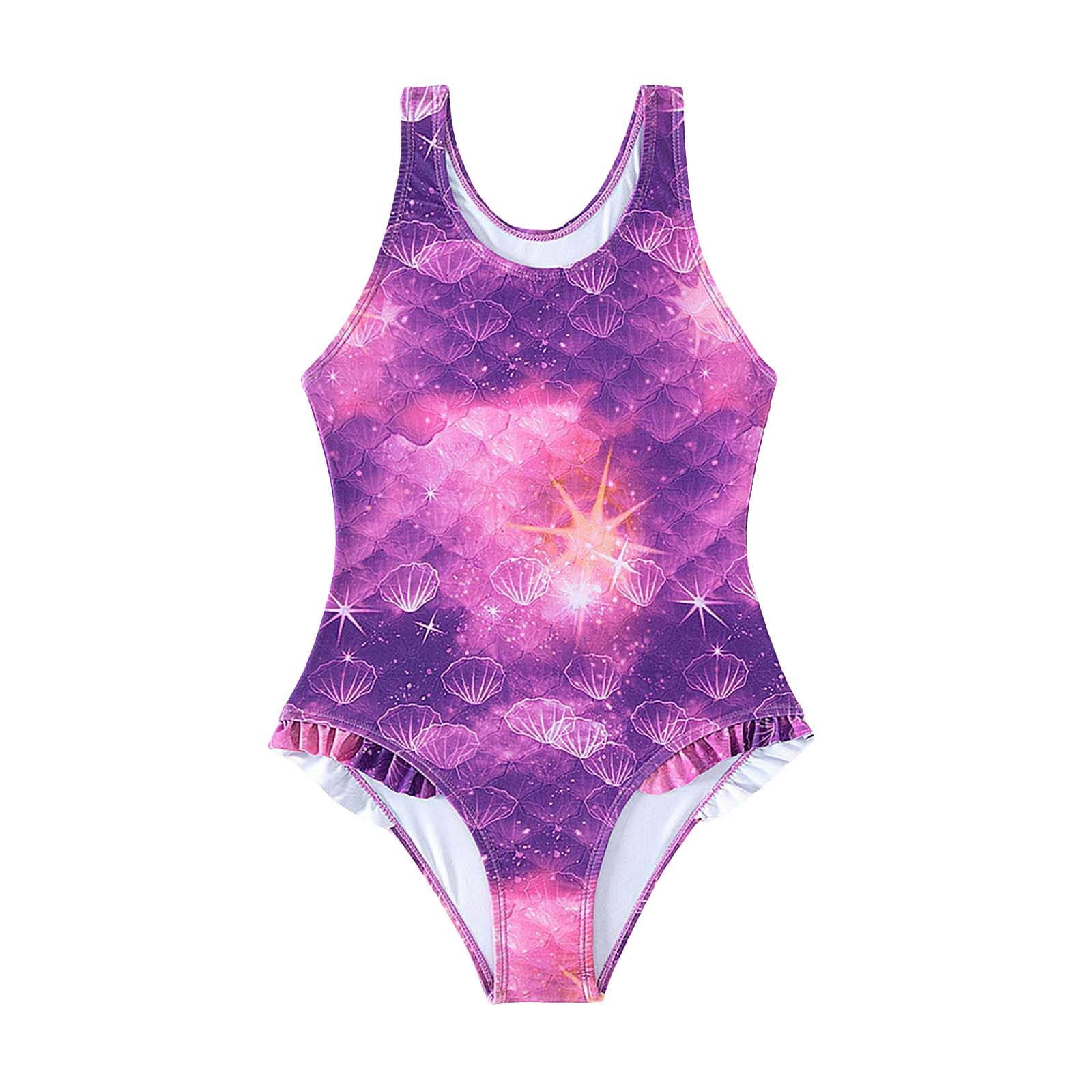 RUTAYY Girls Swimwear Mermid One Piece Swimsuit With Purple Starlight ...