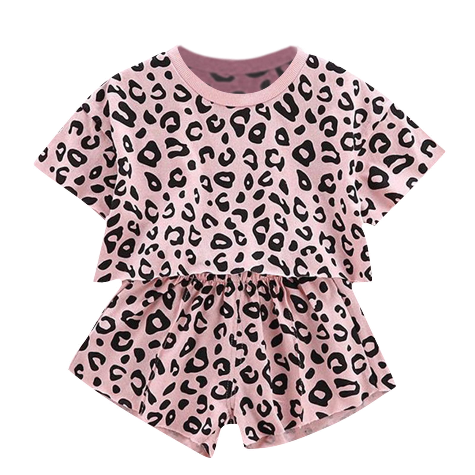 RUTAYY Kids Girls Leopard Print Summer Clothes Set T Shirt And Short ...