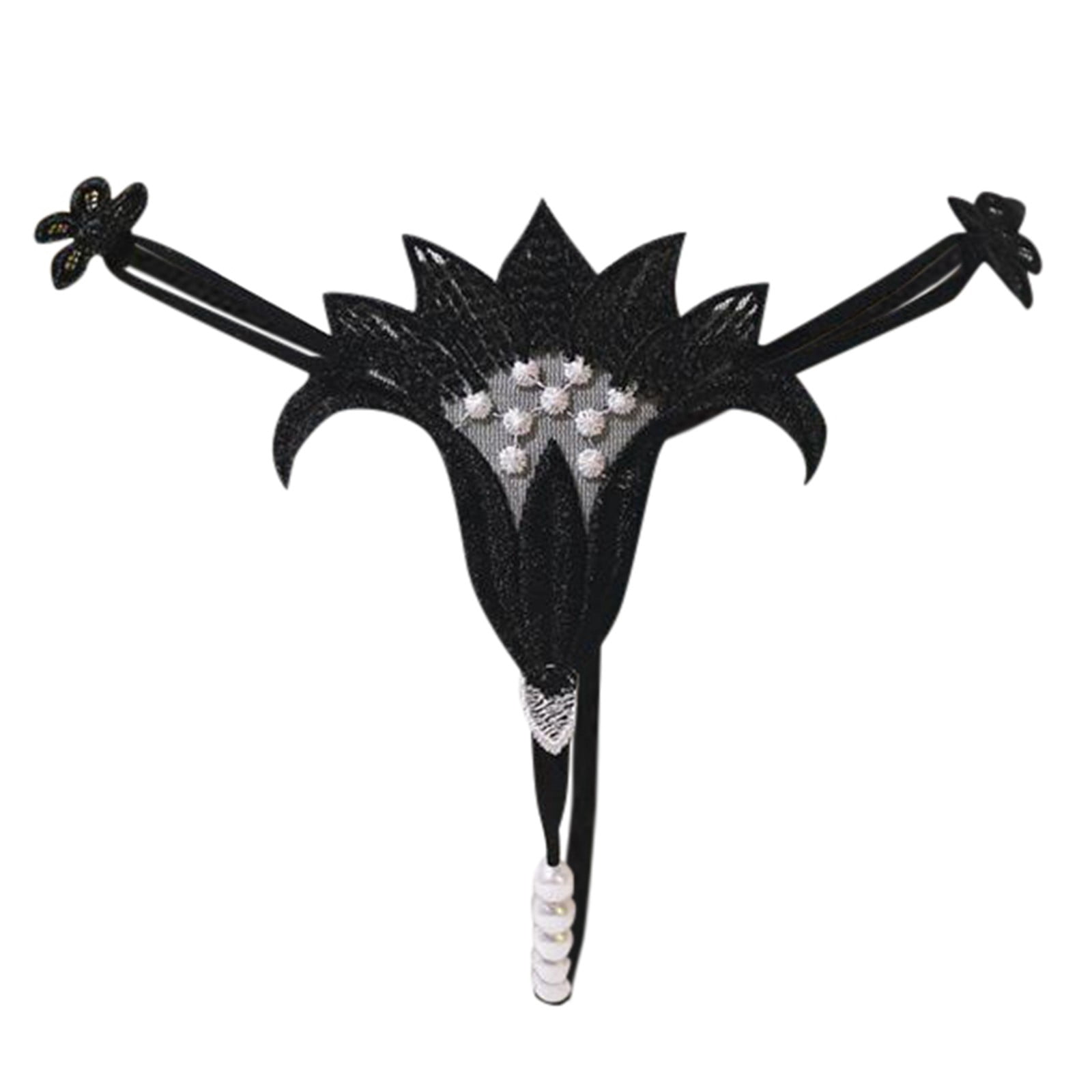 RUTAYY Lingerie Pearl Massage Flower Embroidery Low Waisted Thong ...