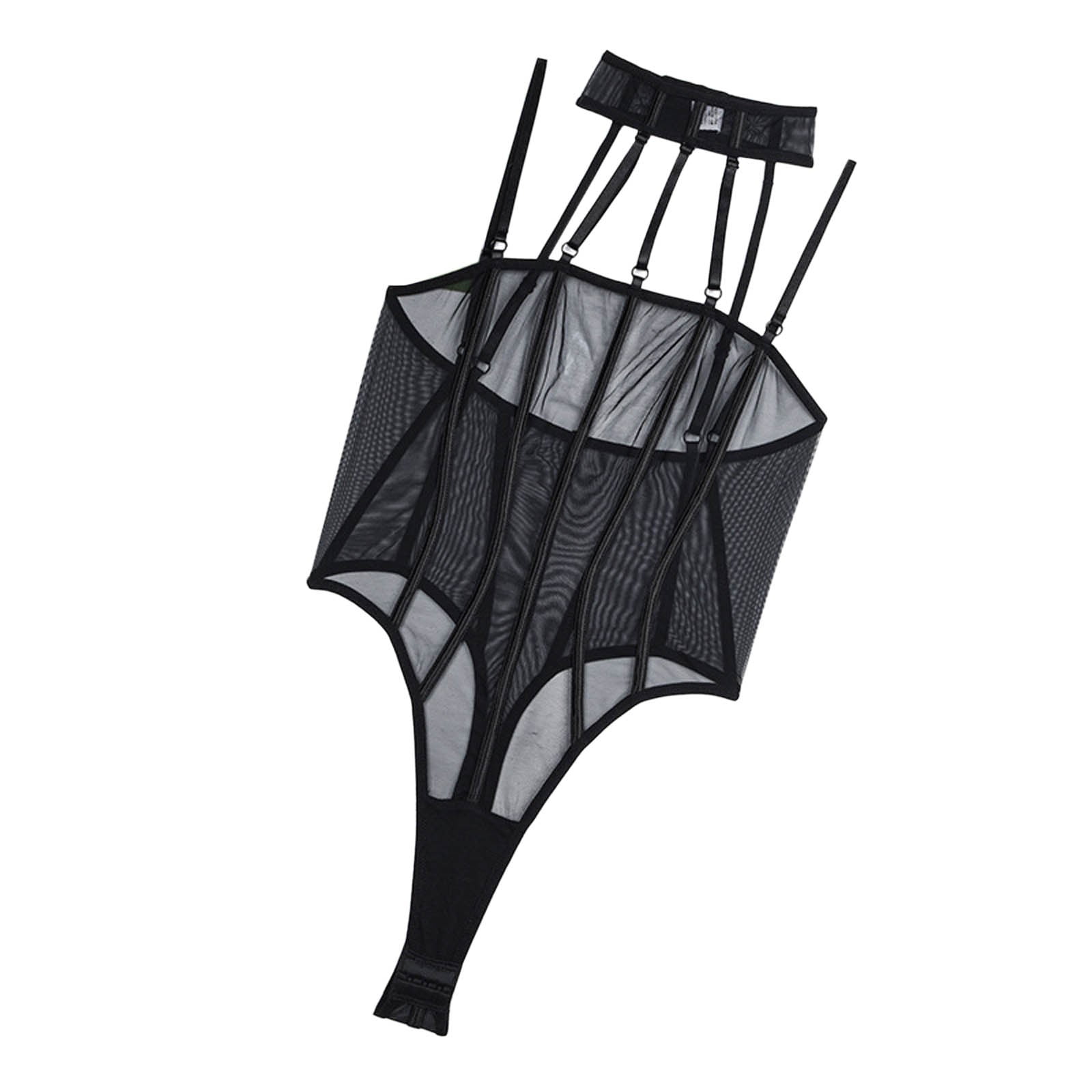 RUTAYY Lingerie Women Mesh Halter Neck Sling Interest Onesie Lingerie ...