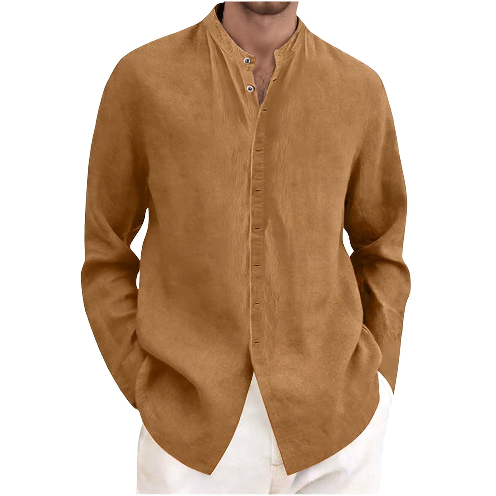 RUTAYY Men's Shirts Solid Color Long Sleeve Casual Breathable ...