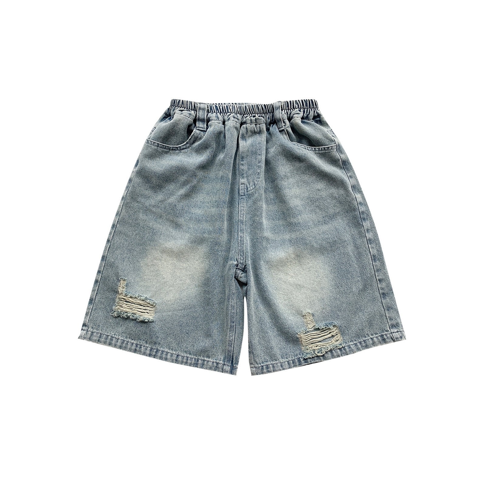 RUTAYY Toddler Boys Mid Thigh Denim Shorts Ripped Soft Elastic Band ...