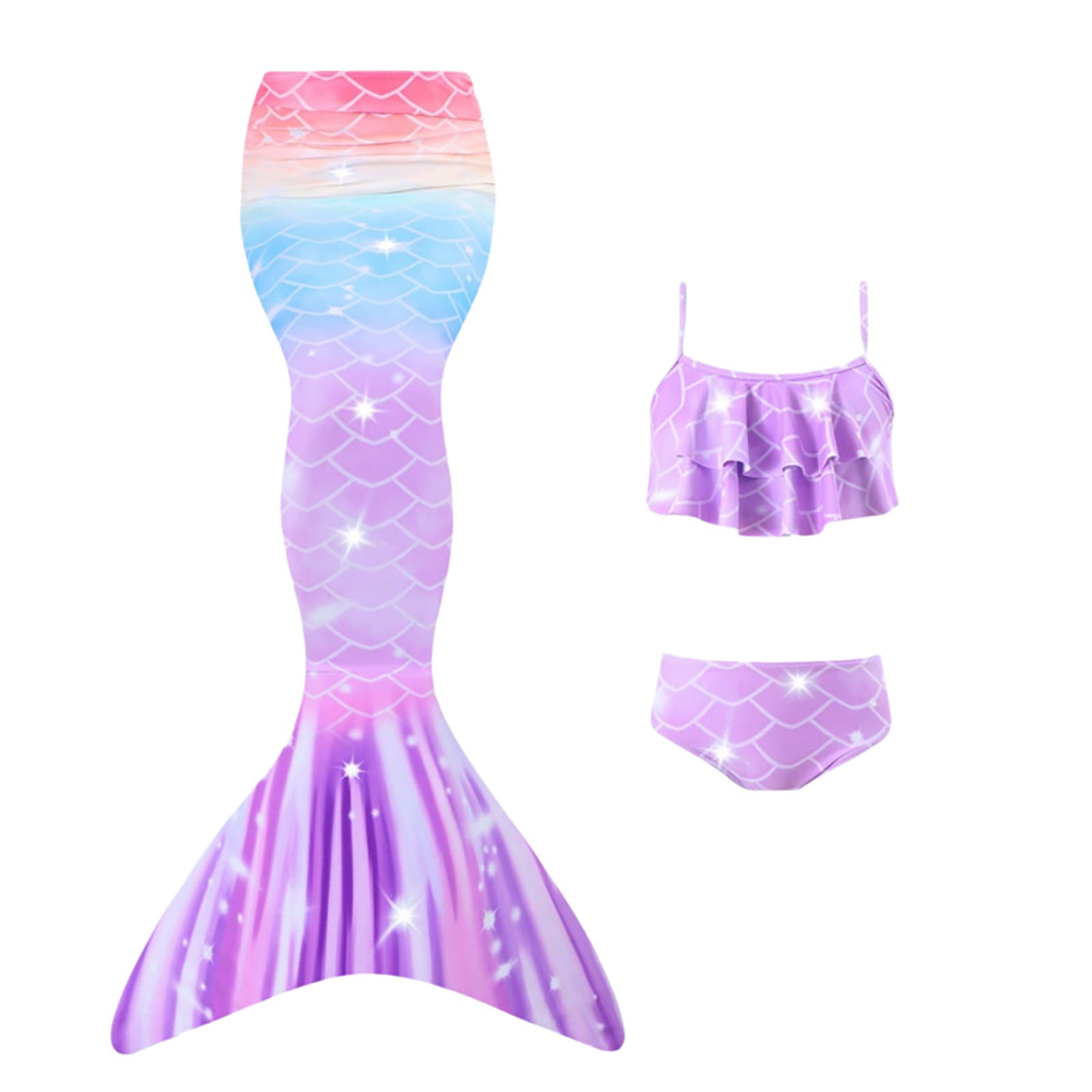 RUTAYY Toddler Girl Swimsuit Fishtail Swimsuit Monofin Included Bikini ...