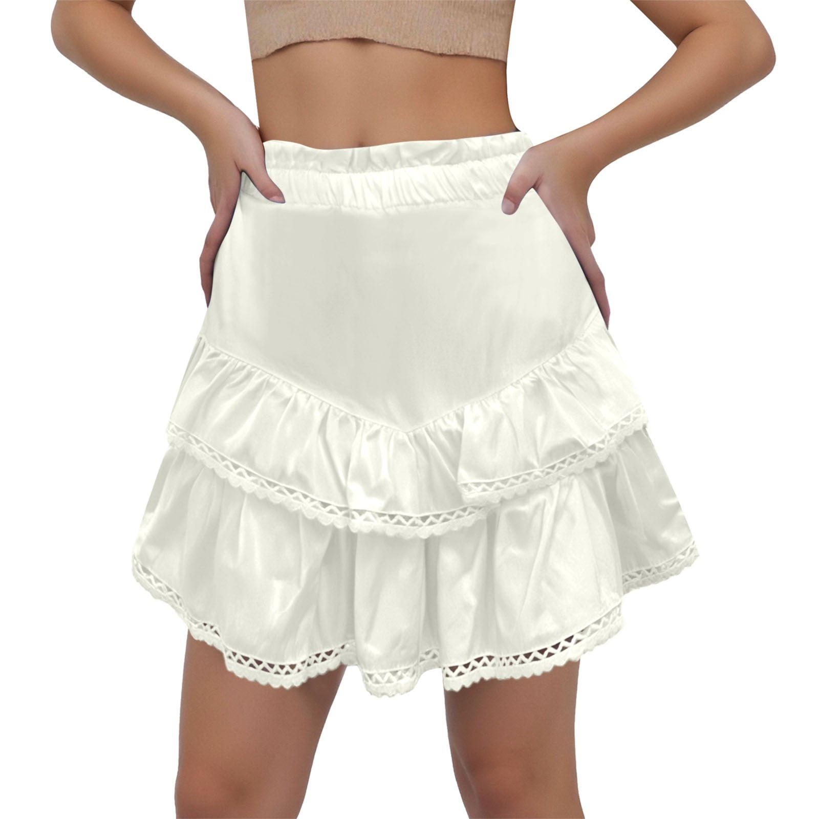 RUTAYY Women Casual Boho Ruffle Tiered Skorts High Waist Mini Skirts ...