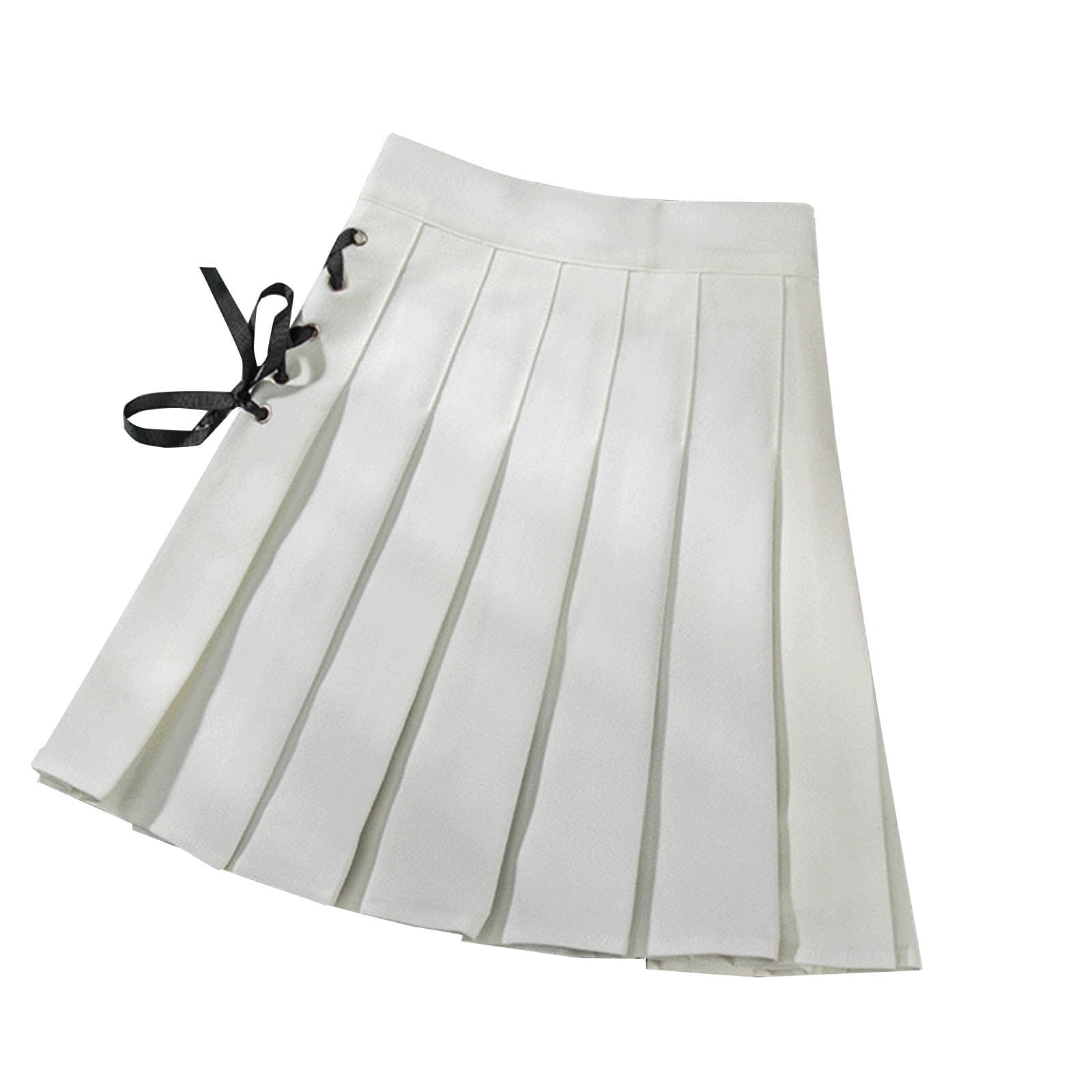 RUTAYY Women Pleated Skirt Basic Skirt School Cheerleader Solid Color ...