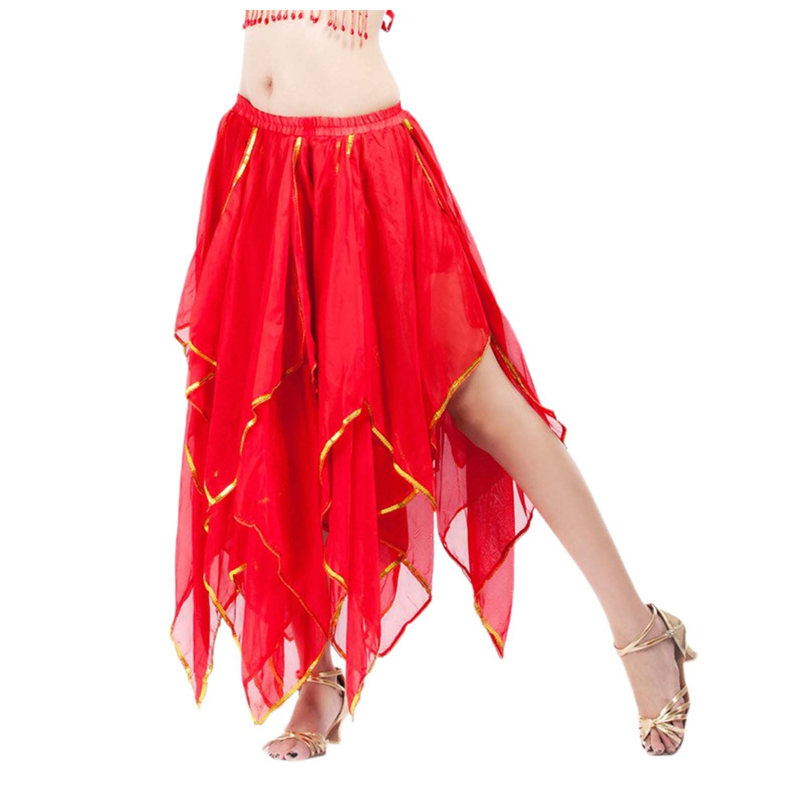 RUTAYY Women Skirts Ladies Carnival Belly Dance Performance Dress Solid ...