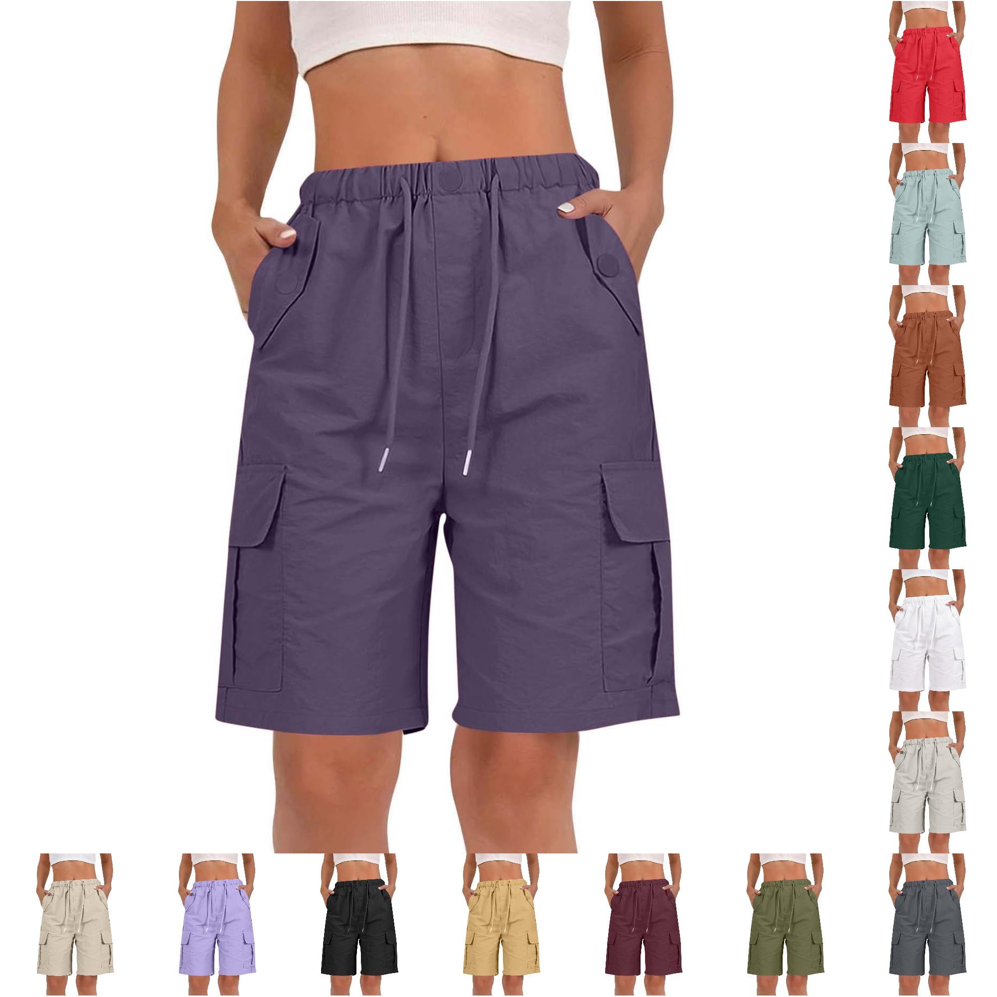 RUTAYY Women's Cargo Shorts Summer Casual Solid Color with Pockets ...