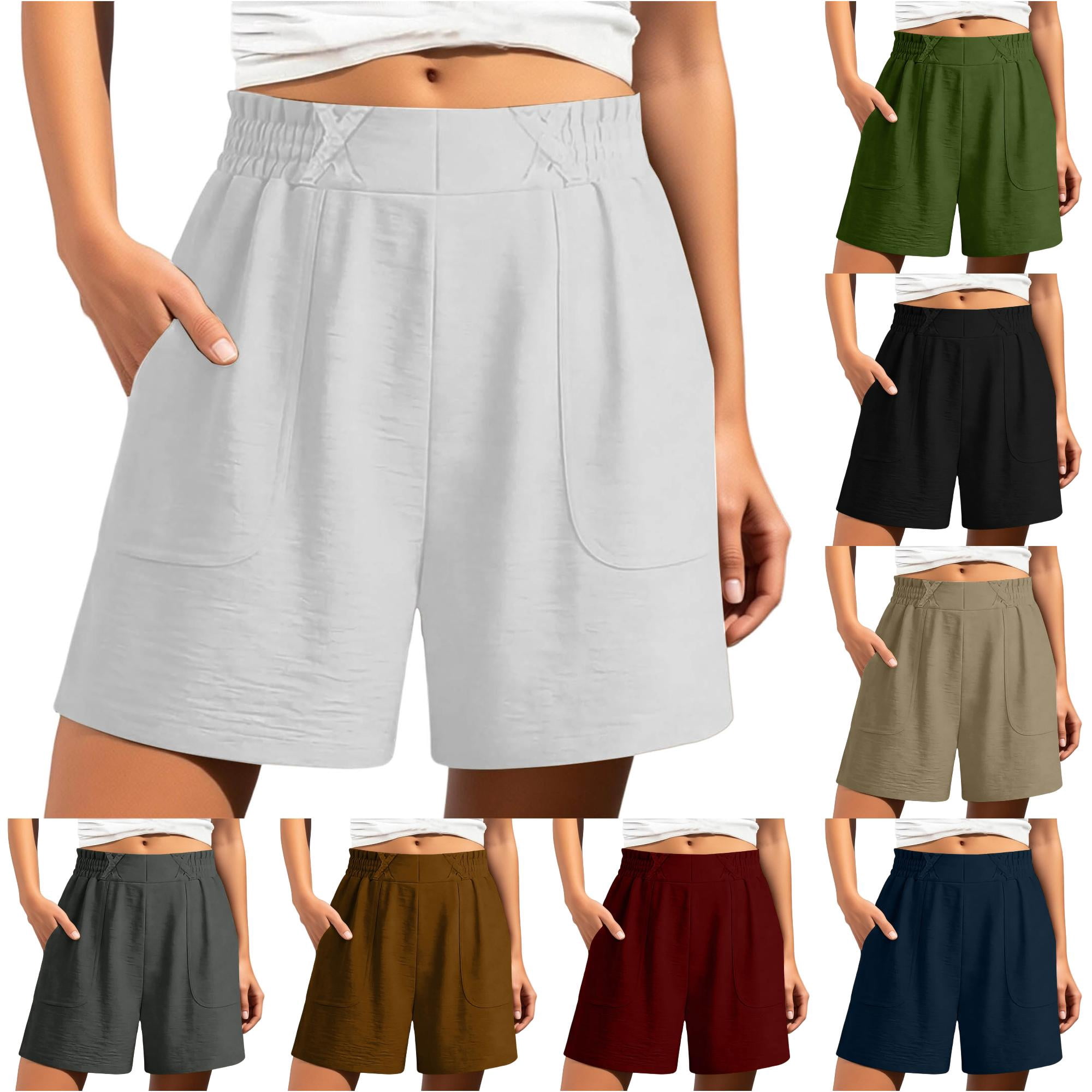 RUTAYY Women's Shorts High Waisted Casual Summer Solid Color with ...