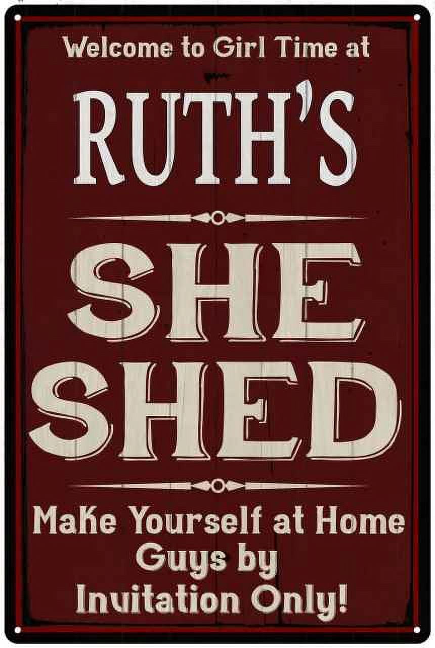 RUTH'S She Shed Red Sign Lady Cave Sign 16 x 24 Matte Finish Metal ...