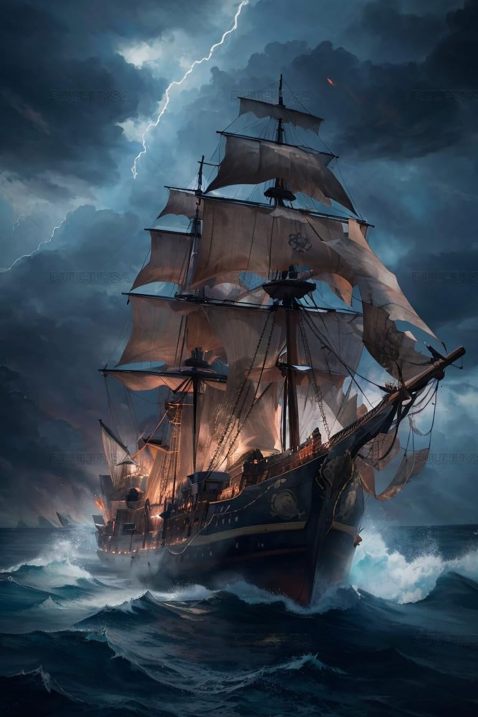 RUUHUYSA Diamond Painting Kits for Adults - A Magnificent Pirate Ship ...